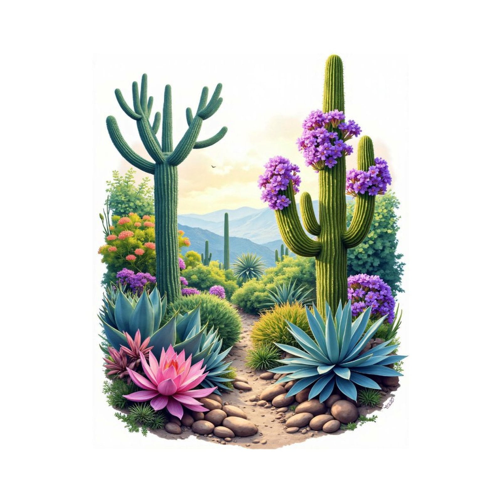 Paint by Numbers Kit for Adults, Desert Pathway Cacti Floral Vista Paint by Numbers, Easy Paint ...