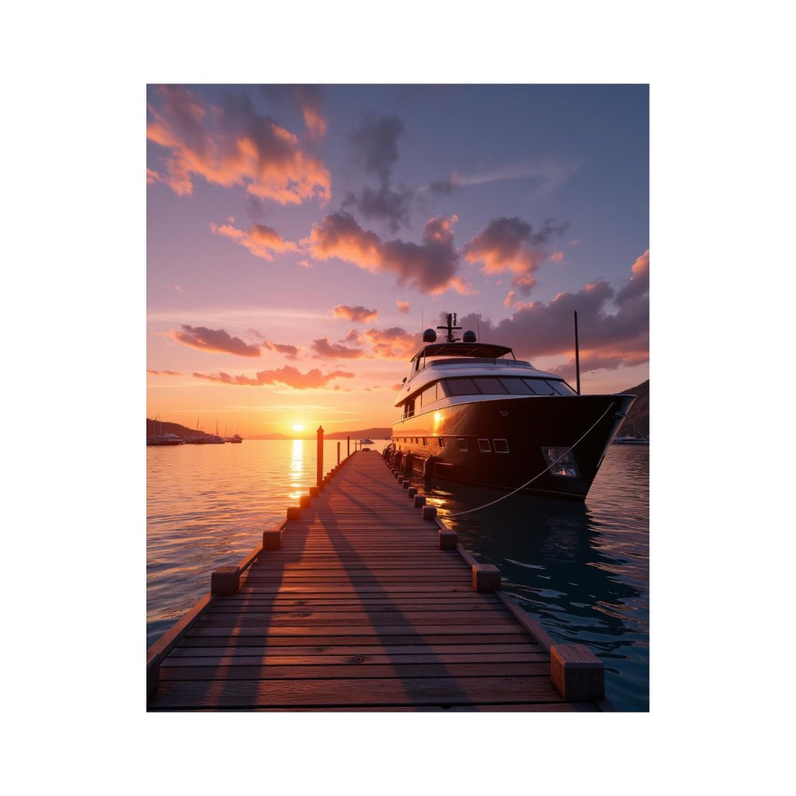 Paint by Numbers Kit for Adults, Dock Sunset Luxury Yacht Scene Paint ...