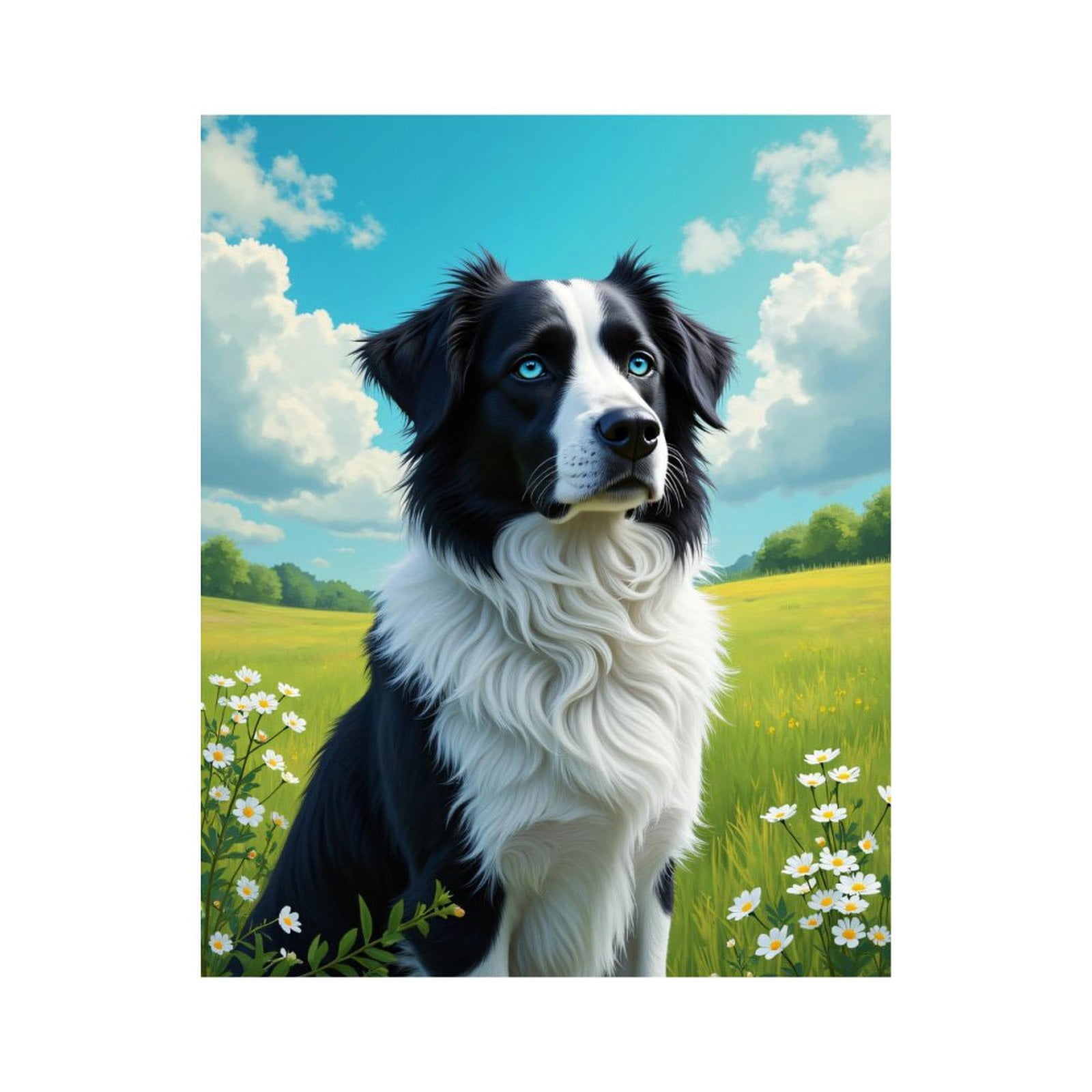 Paint by Numbers Kit for Adults, Dog Field Flowers Blue Sky Paint by ...