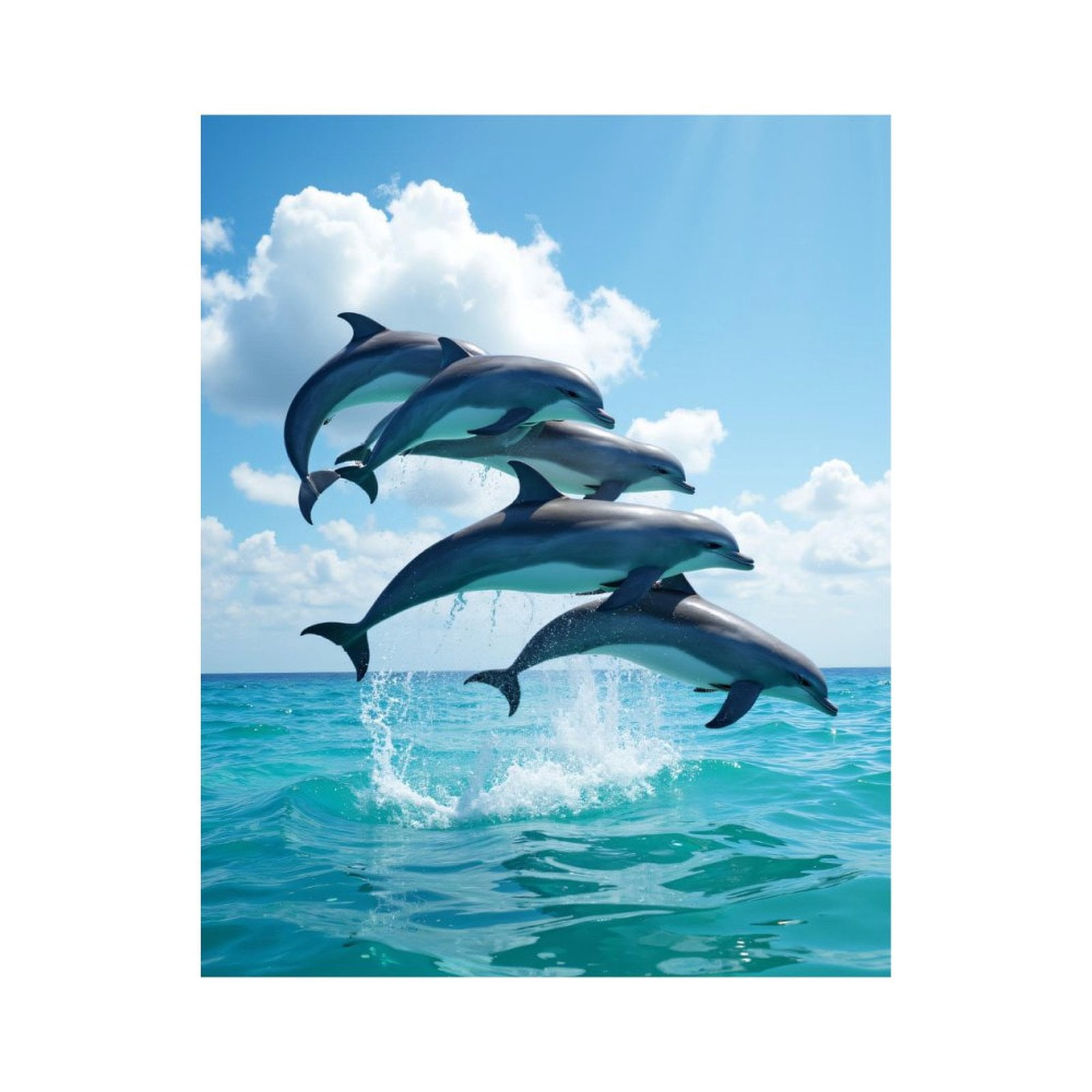 Paint by Numbers Kit for Adults, Dolphins Ocean Sky Jumping Playful ...
