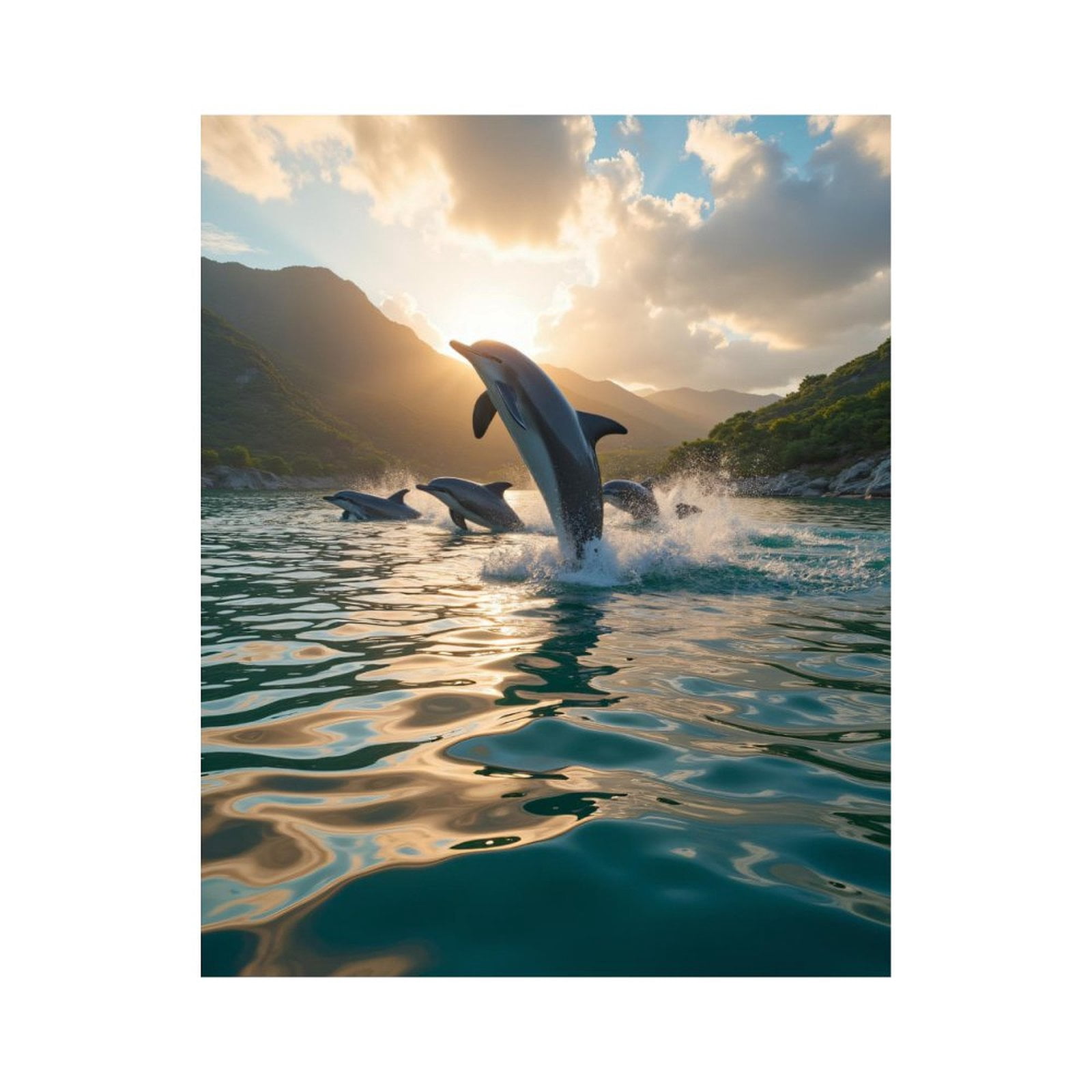 Paint by Numbers Kit for Adults, Dolphins Sunset Ocean Jumping Scenic ...