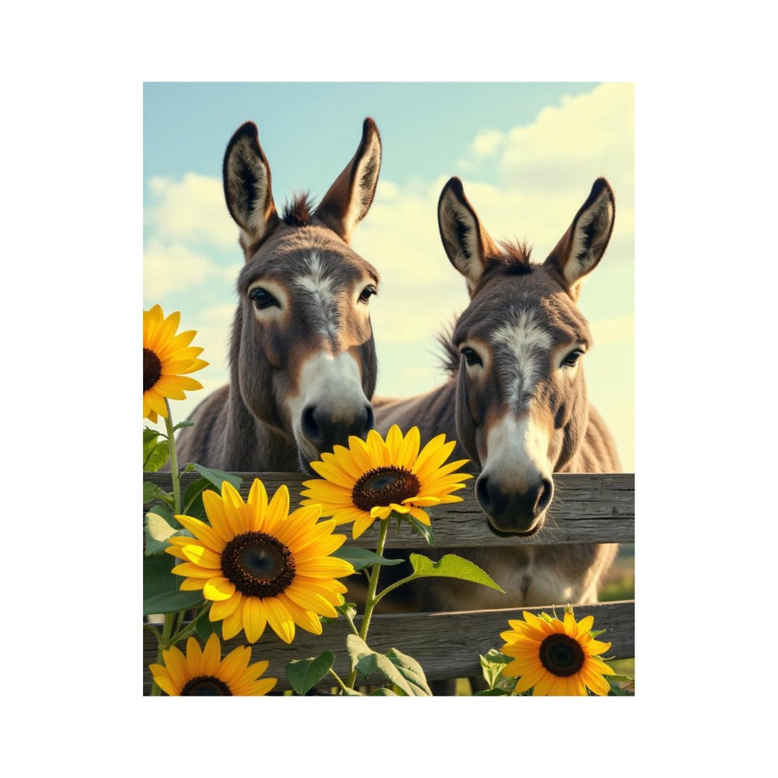Paint by Numbers Kit for Adults, Donkeys Sunflowers Pastoral Scene ...