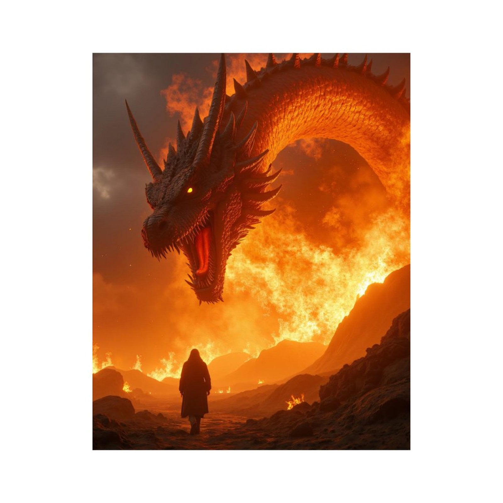 Paint by Numbers Kit for Adults, Dragon Blaze Fiery Encounter Scene ...
