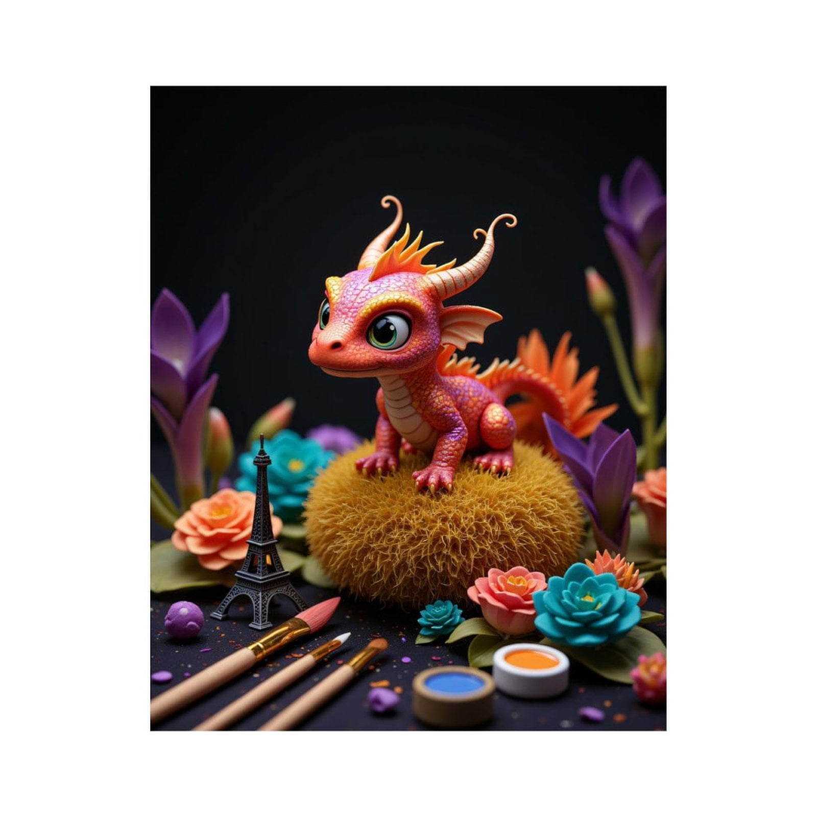 Paint by Numbers Kit for Adults, Dragon Figurine Art Supplies Flowers ...