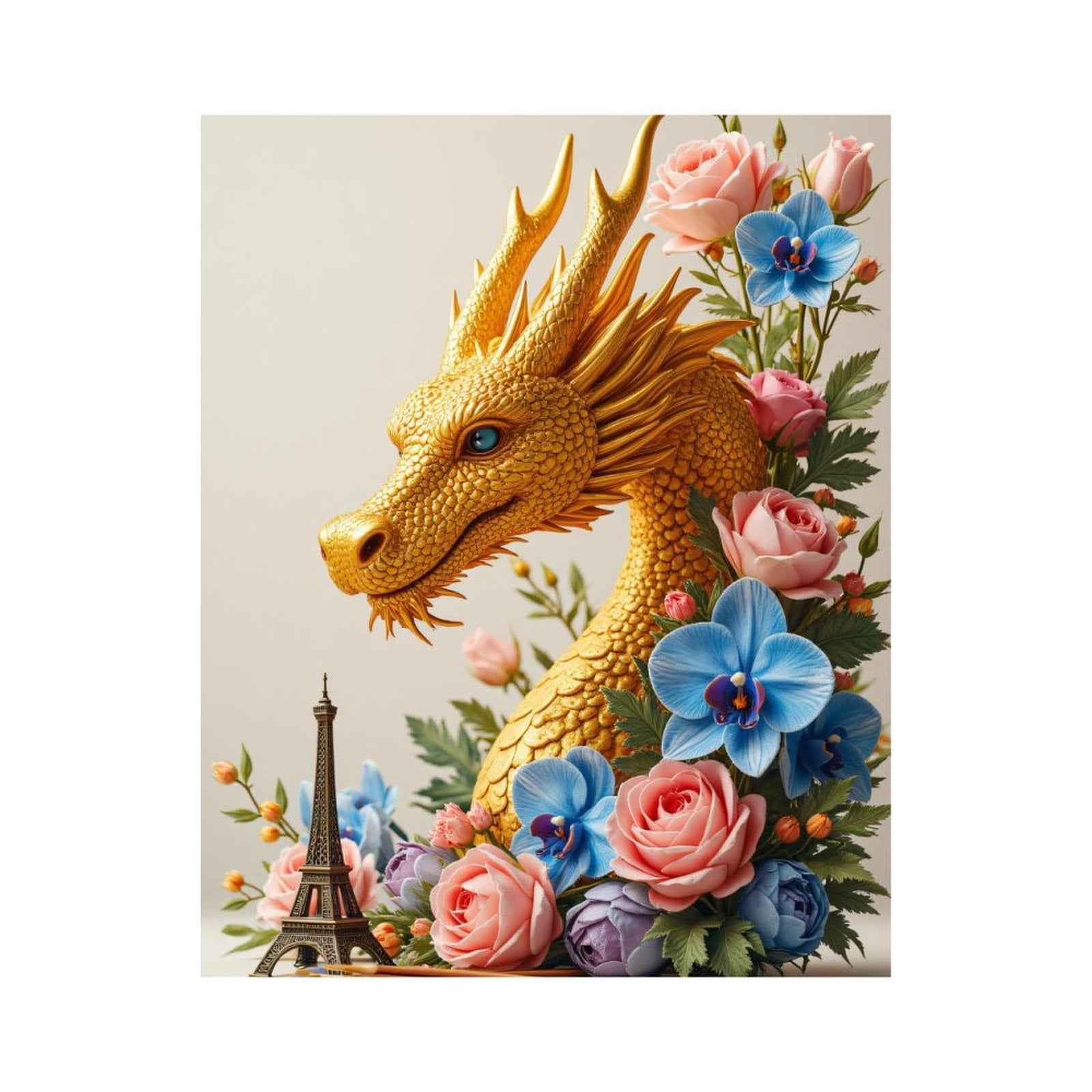 Paint by Numbers Kit for Adults, Dragon Floral Eiffel Tower Display Paint by Numbers, Easy Paint ...