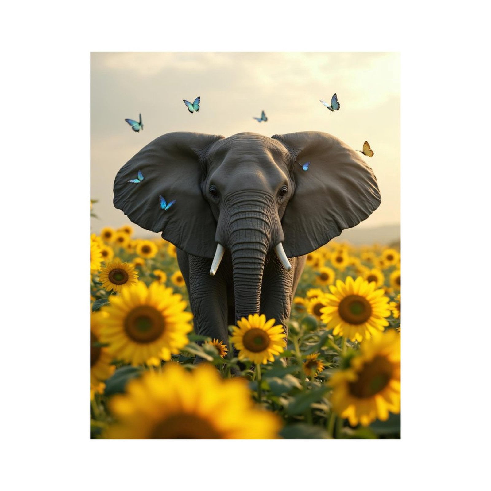 Paint by Numbers Kit for Adults, Elephant Sunflower Field Butterflies ...