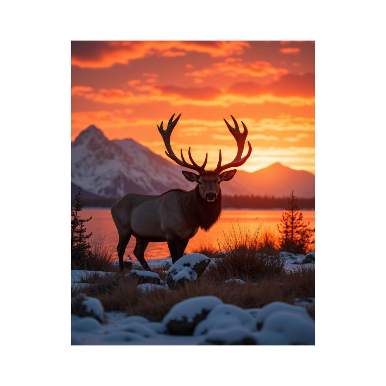 Paint by Numbers Kit for Adults, Elk Sunset Snowy Mountain Landscape ...