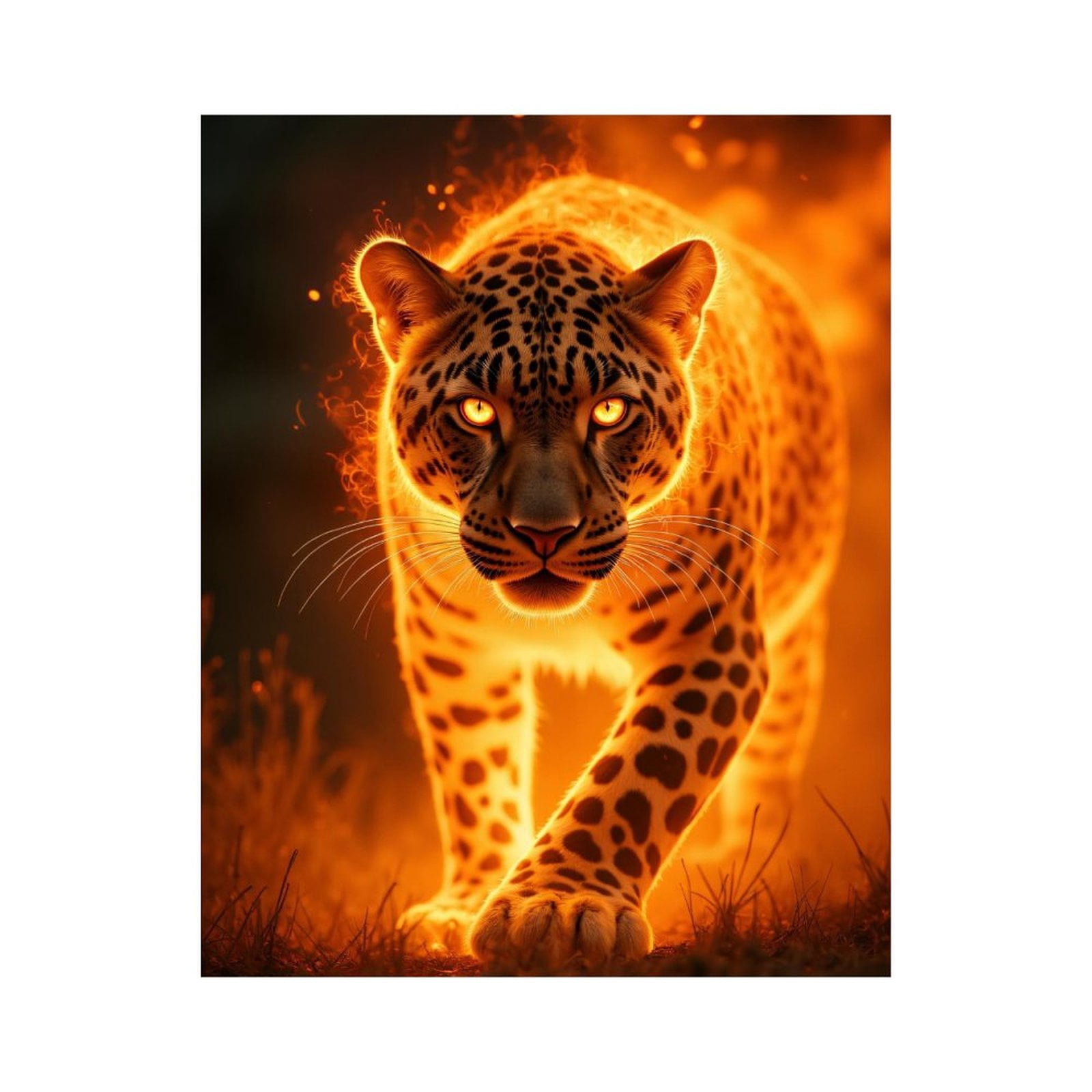 Paint by Numbers Kit for Adults, Fire Leopard Glow Majestic Stalk Paint ...