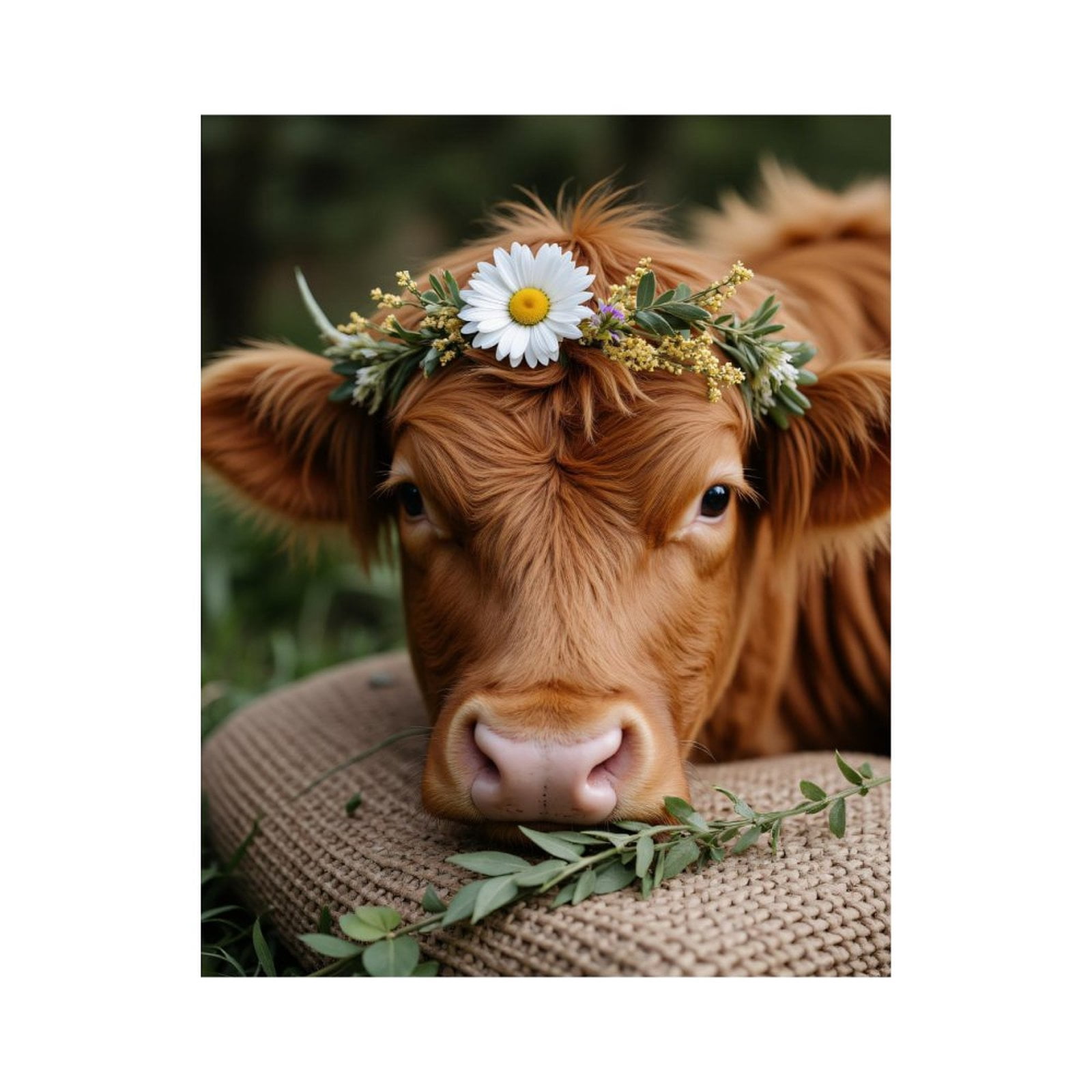 Paint by Numbers Kit for Adults, Flower Crown Calf Pastoral Scene Paint ...