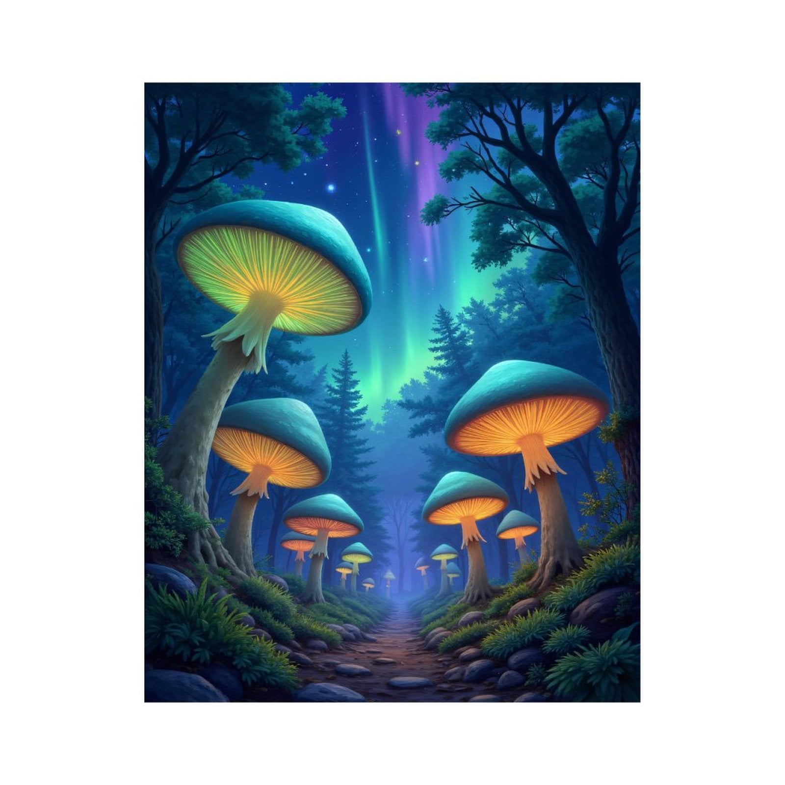 Paint by Numbers Kit for Adults, Forest Mushrooms Night Sky Paint by ...