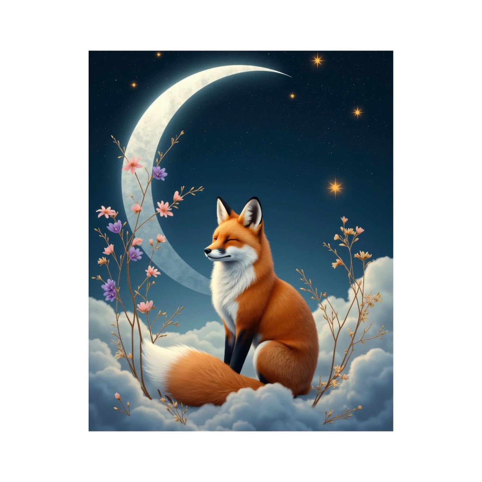 Paint by Numbers Kit for Adults, Fox Dreaming Moonlit Night Sky Paint ...