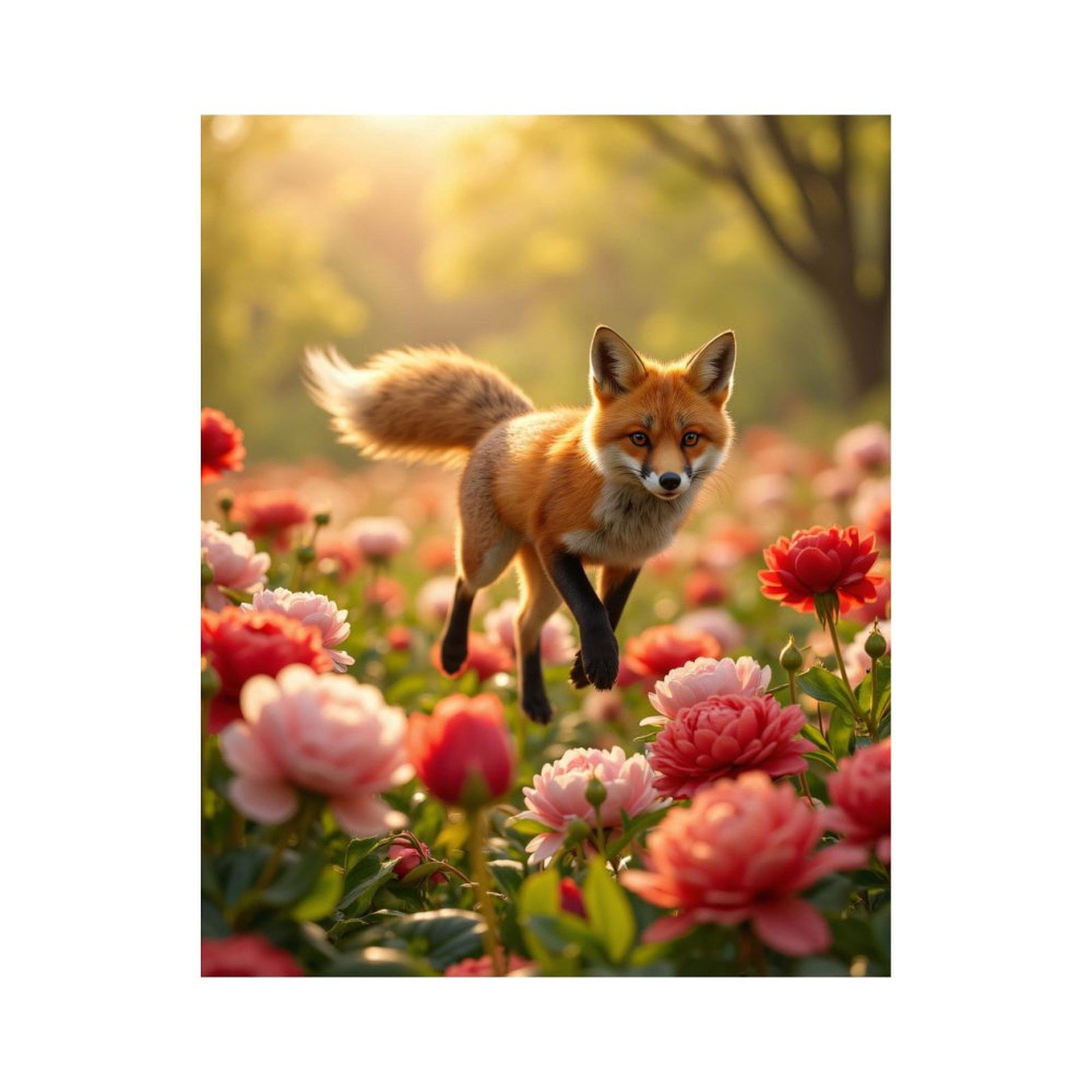 Paint by Numbers Kit for Adults, Fox Leaping Through Flowers Paint by ...