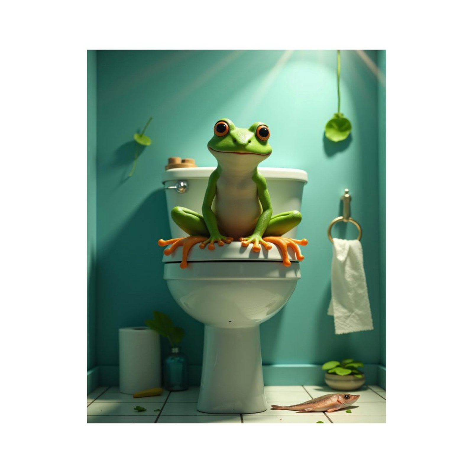 Paint by Numbers Kit for Adults, Frog Bathroom Pose Whimsical Scene ...