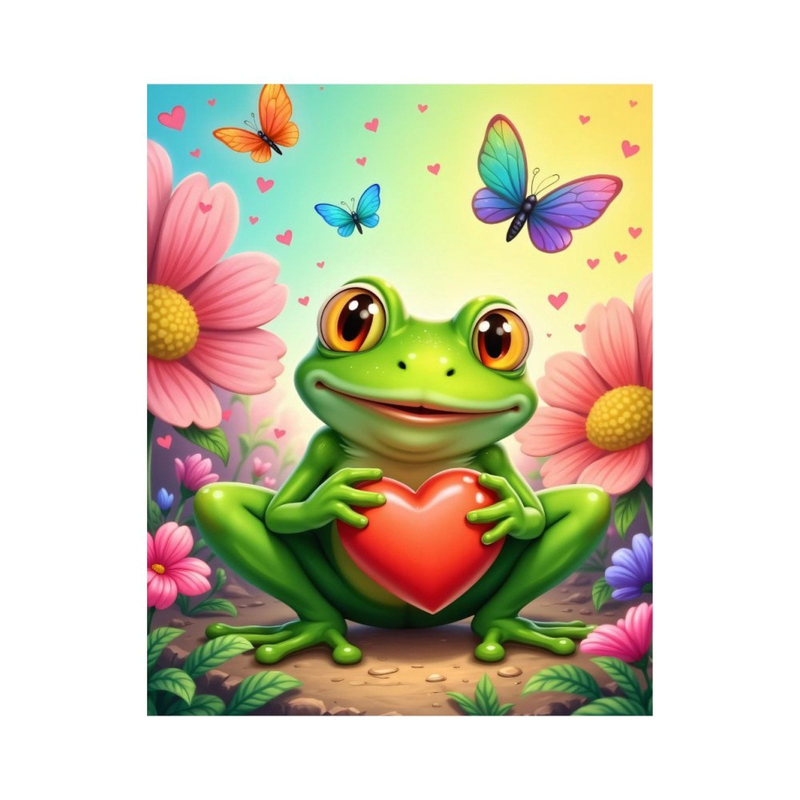 Paint by Numbers Kit for Adults, Frog Heart Flowers Butterflies Bright ...