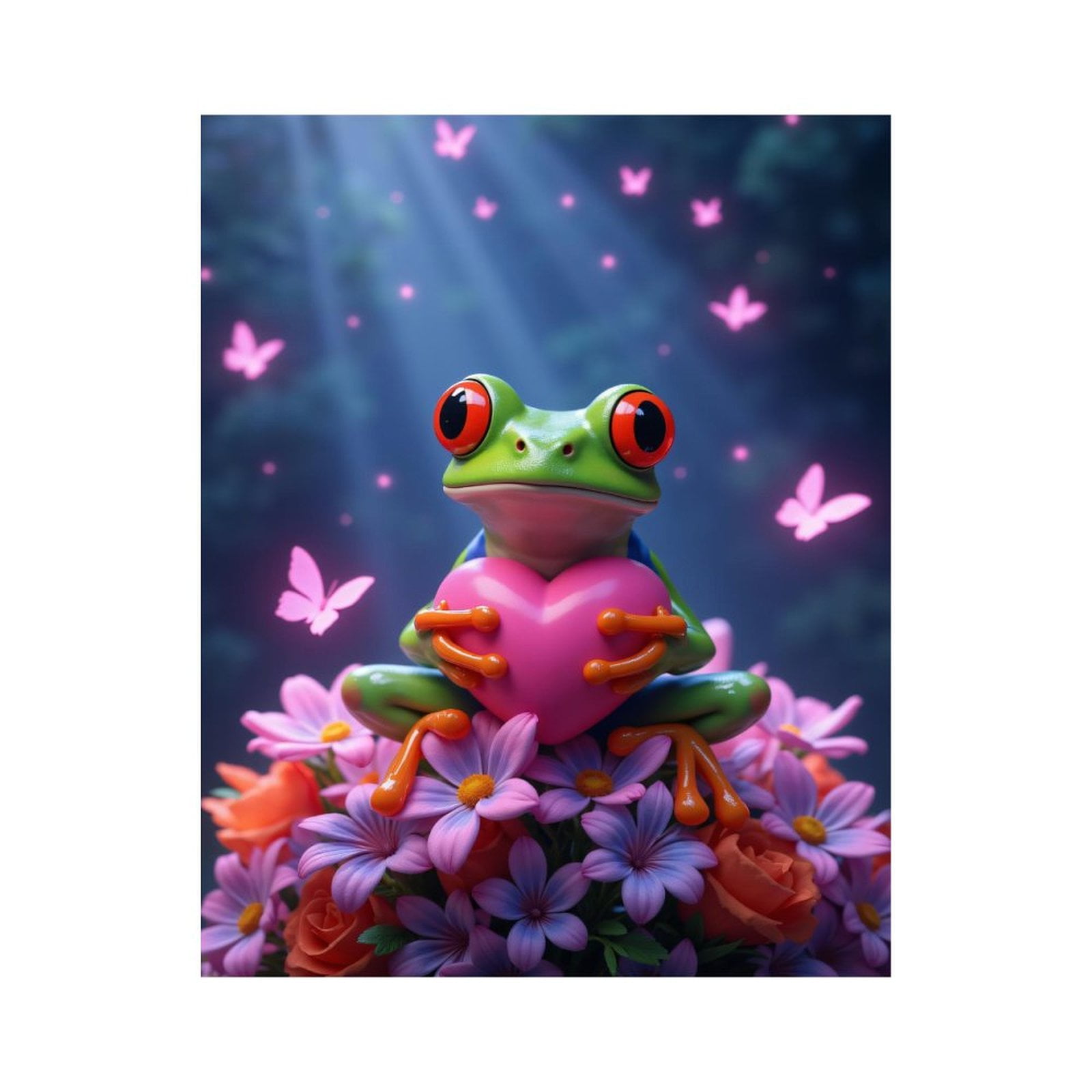 Paint by Numbers Kit for Adults, Frog With Heart On Flowers Paint by ...
