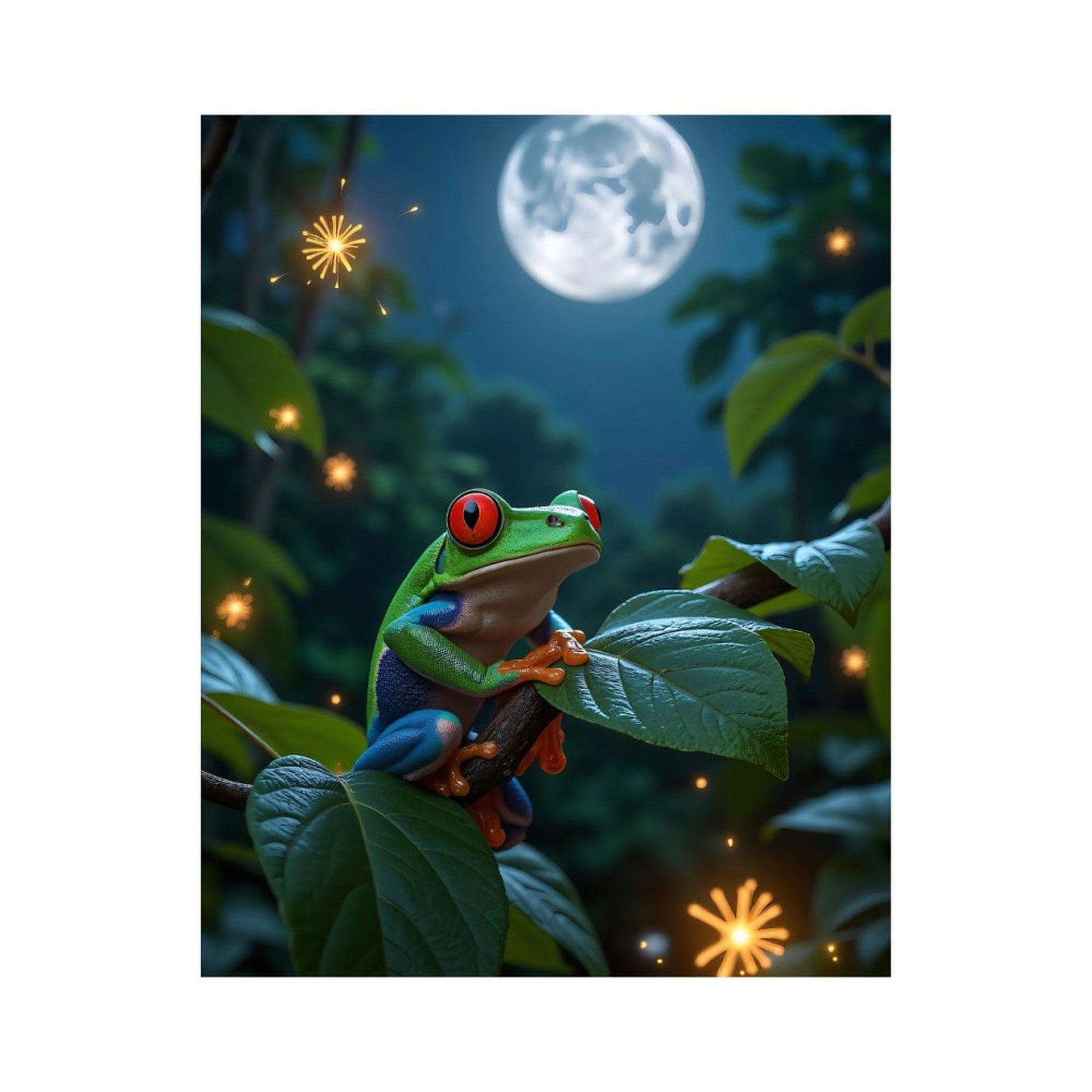 Paint by Numbers Kit for Adults, Frog Moonlit Jungle Branch Sparkles ...