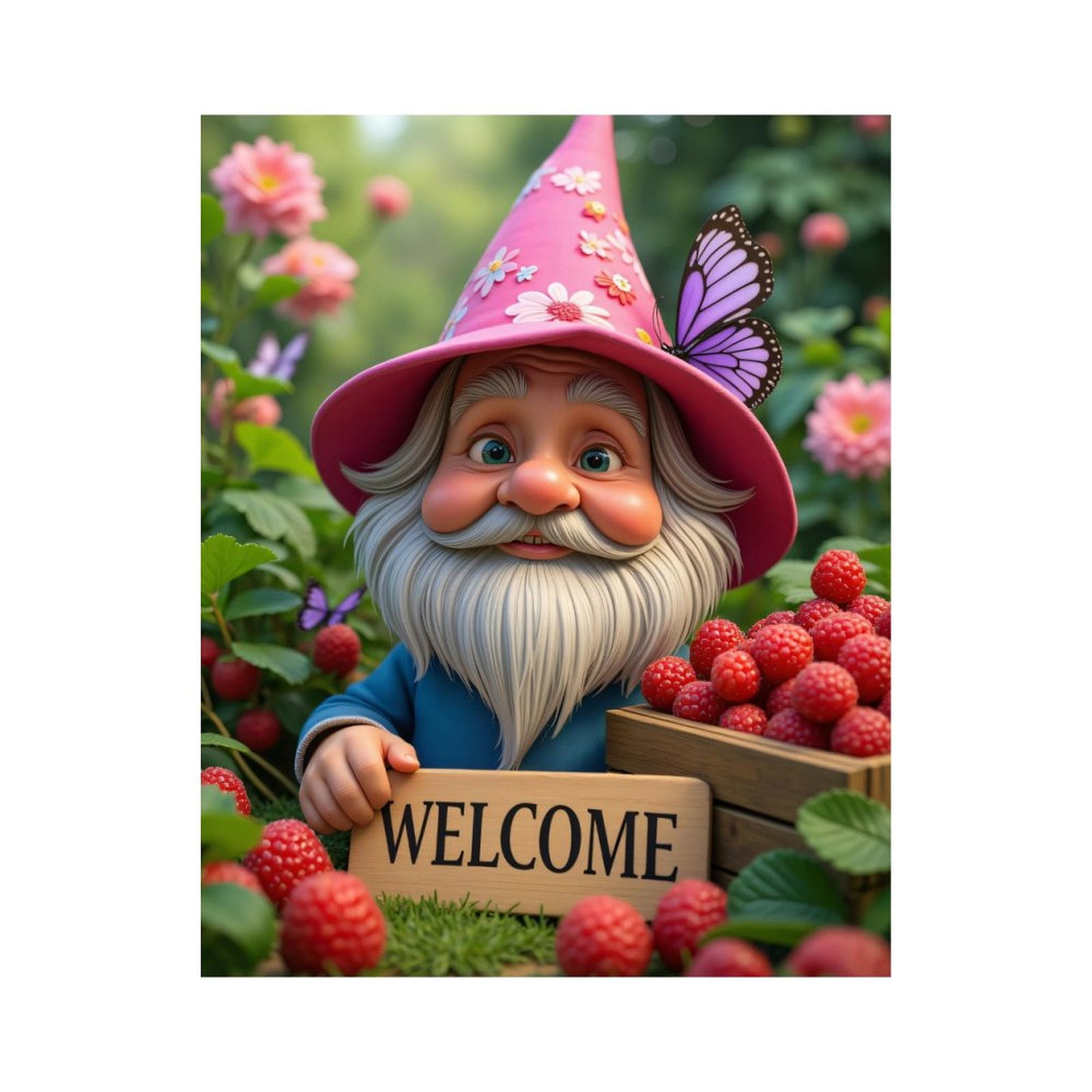 Paint by Numbers Kit for Adults, Garden Gnome Pink Hat Berries Welcome ...