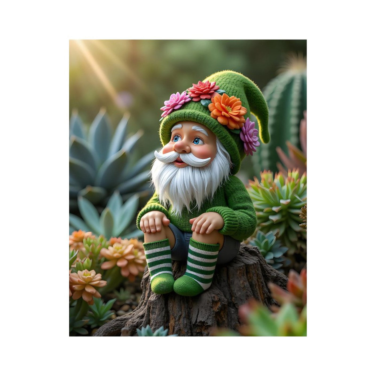 Paint by Numbers Kit for Adults, Garden Gnome Sitting Among Cacti Paint ...