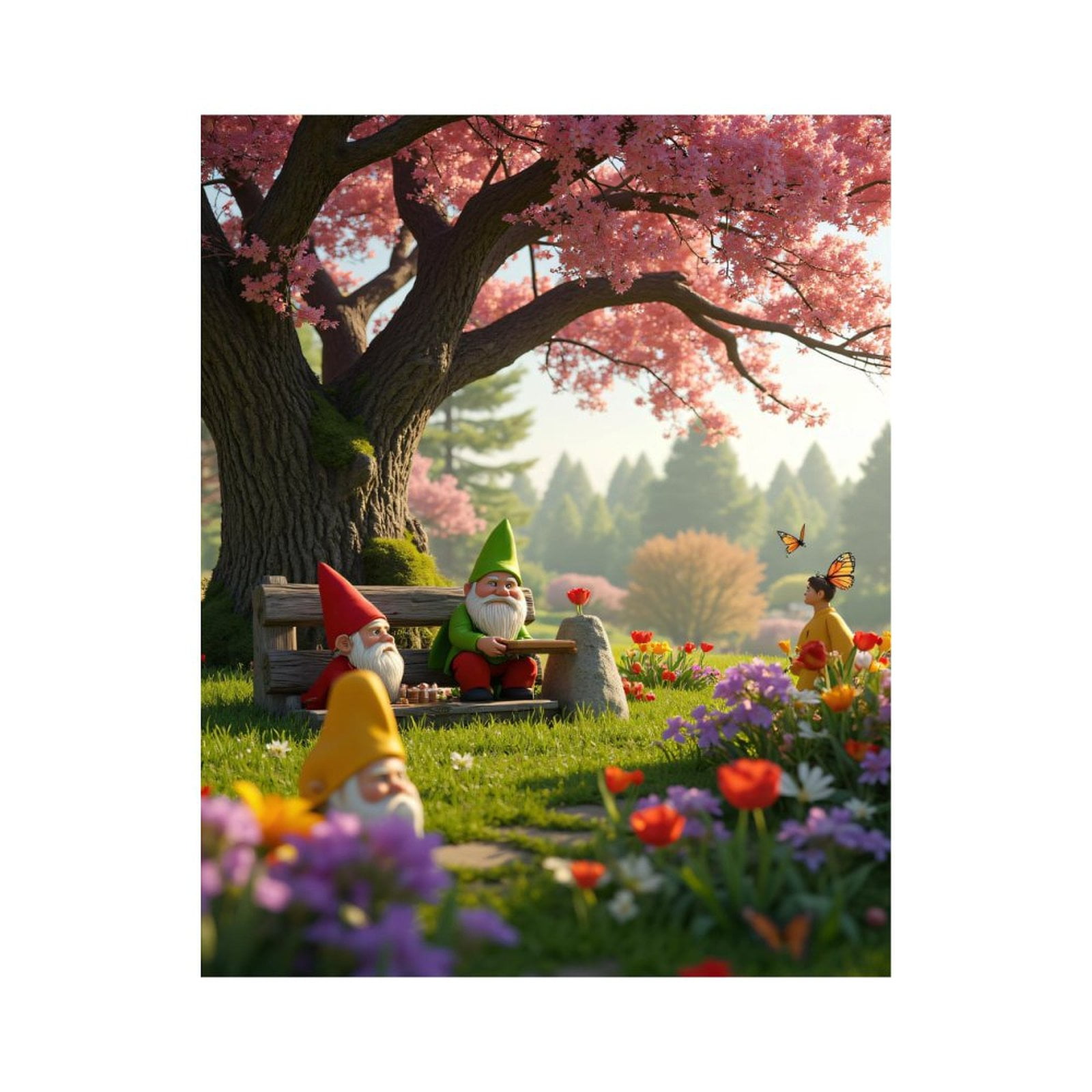 Paint by Numbers Kit for Adults, Garden Gnomes Under Cherry Tree Paint ...