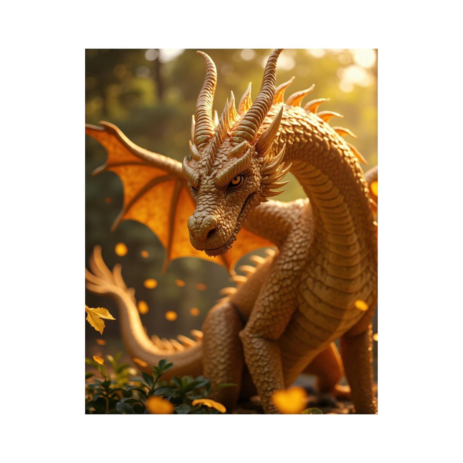 Paint by Numbers Kit for Adults, Golden Dragon In Sunlit Forest Paint ...
