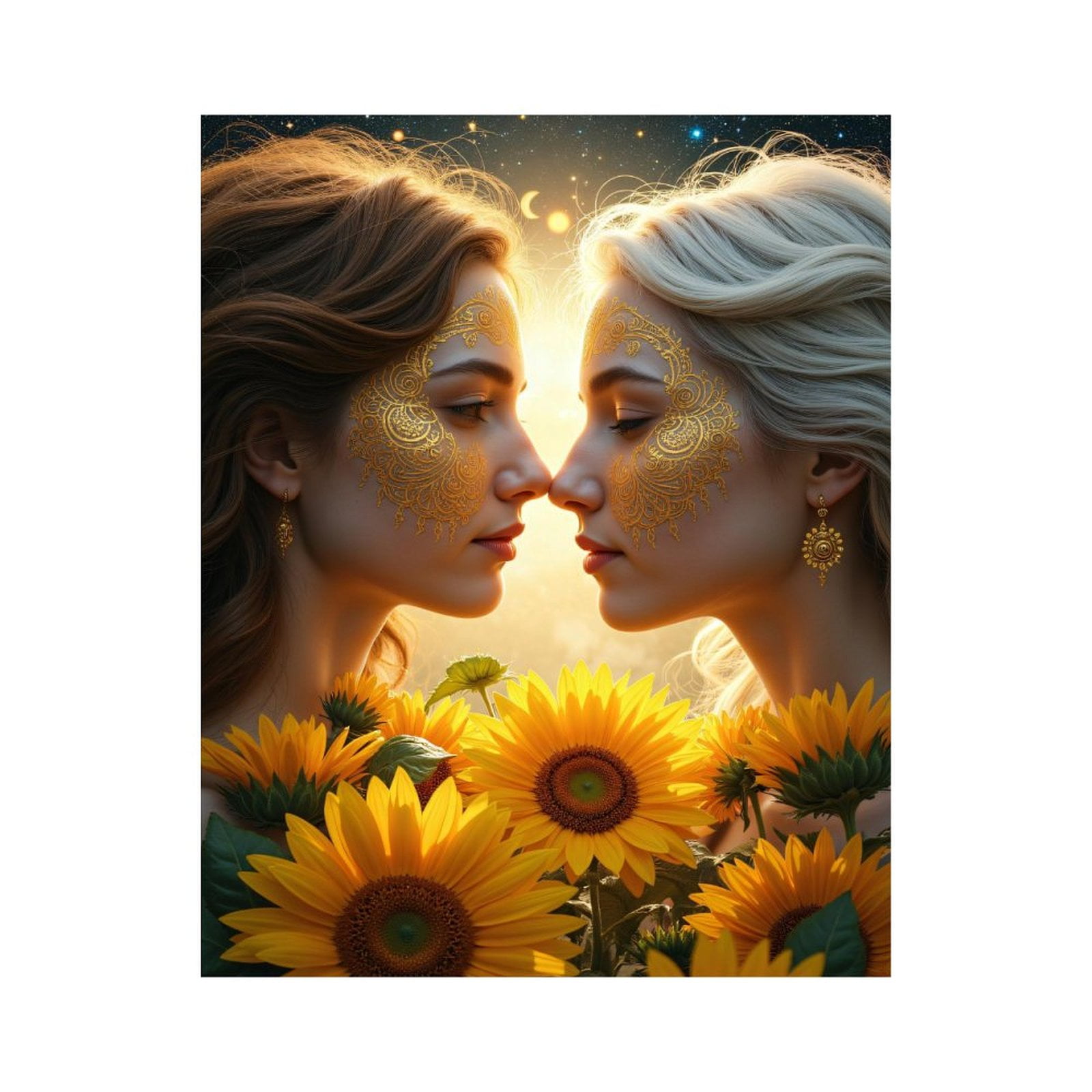 Paint by Numbers Kit for Adults, Golden Faces Sunflowers Night Sky ...