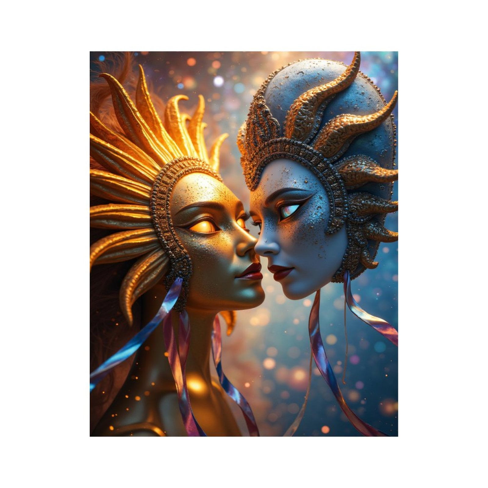 Paint by Numbers Kit for Adults, Golden Sun Moon Faces Art Paint by ...