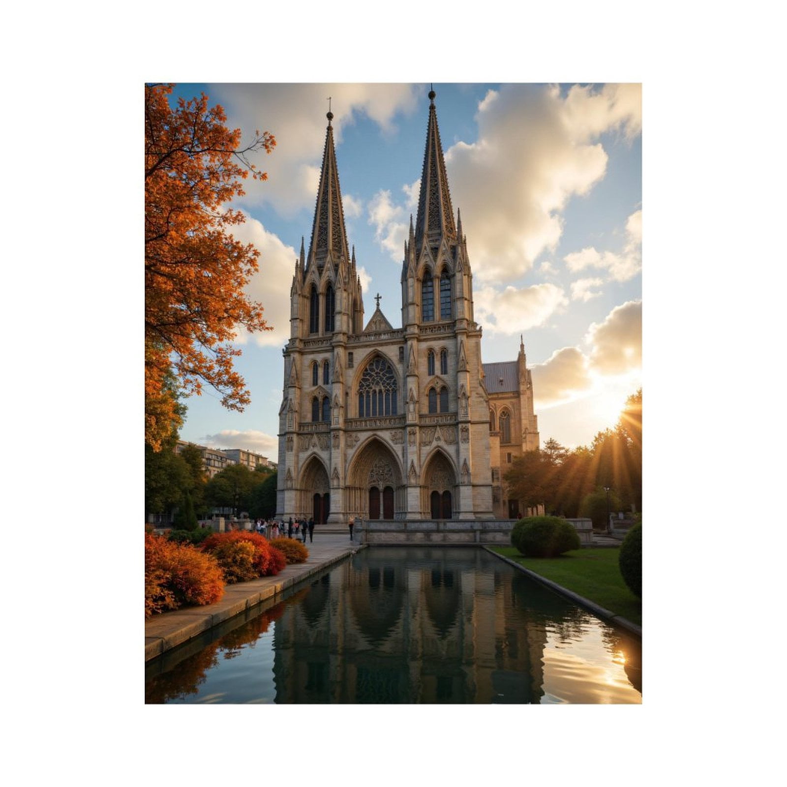 Paint by Numbers Kit for Adults, Gothic Cathedral Autumn Reflection ...
