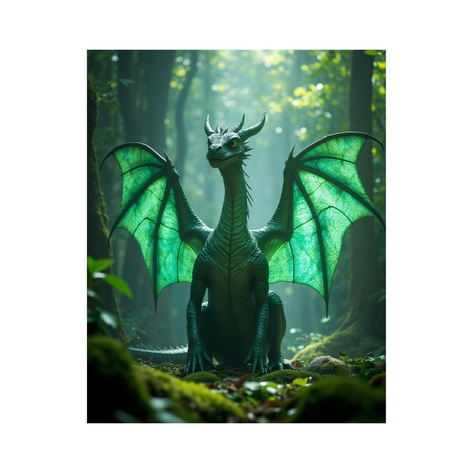 Paint by Numbers Kit for Adults, Green Forest Dragon Mythical Creature ...
