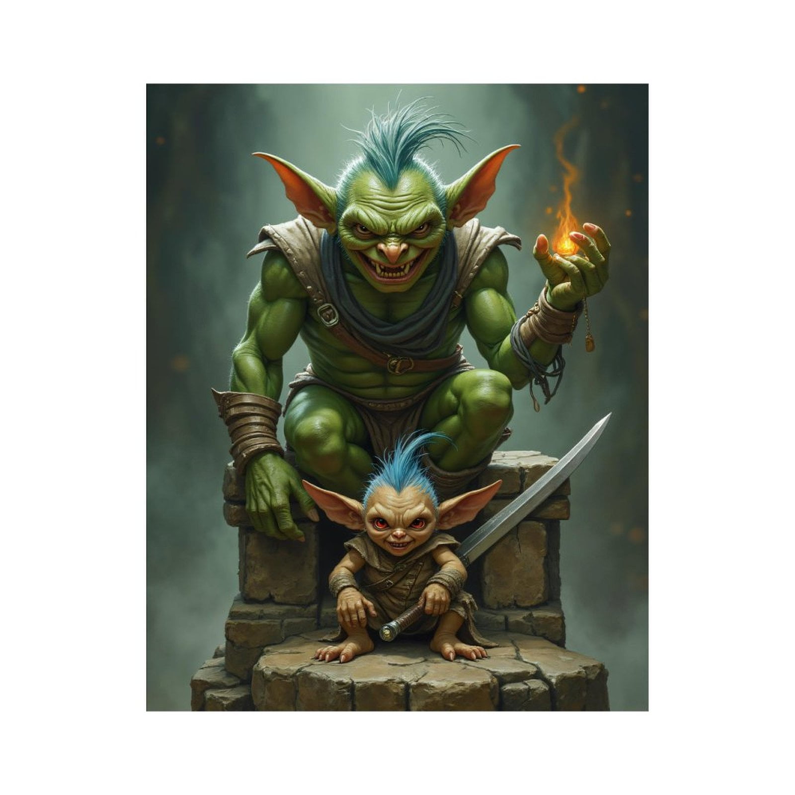 Paint by Numbers Kit for Adults, Green Goblins Holding Glowing Sphere ...