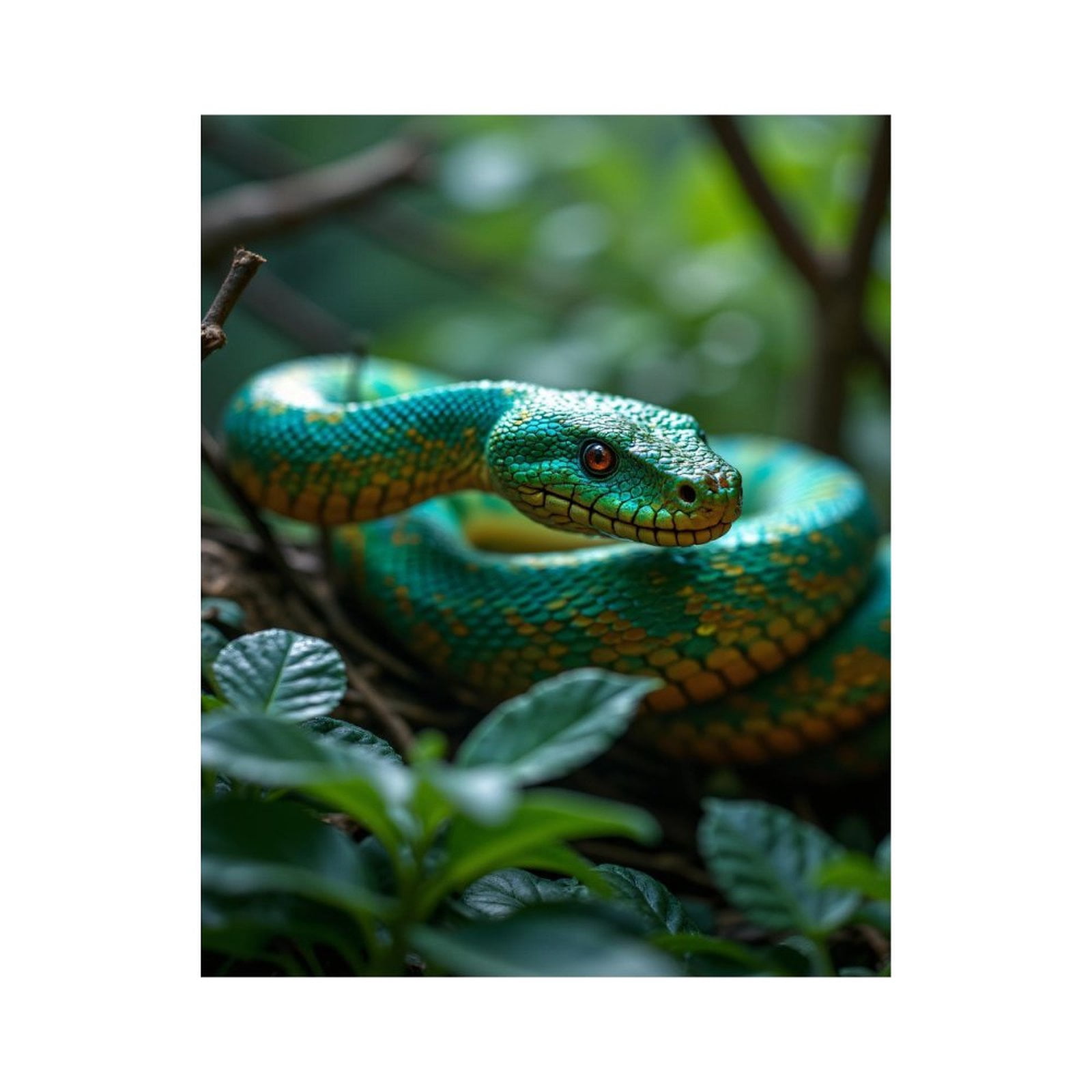 Paint by Numbers Kit for Adults, Green Serpent Among Lush Foliage Paint ...