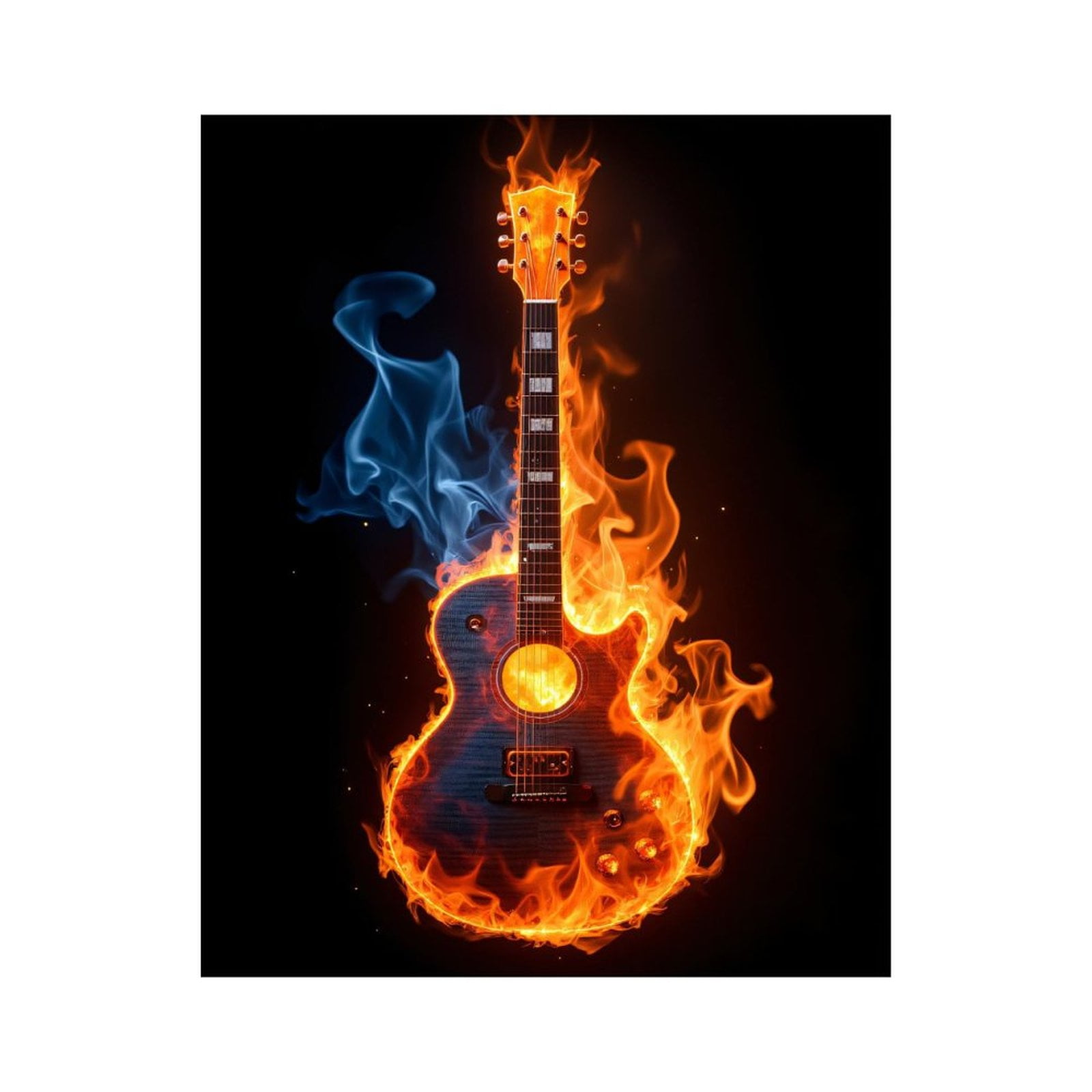 Paint by Numbers Kit for Adults, Guitar Ablaze With Blue Flames Paint ...