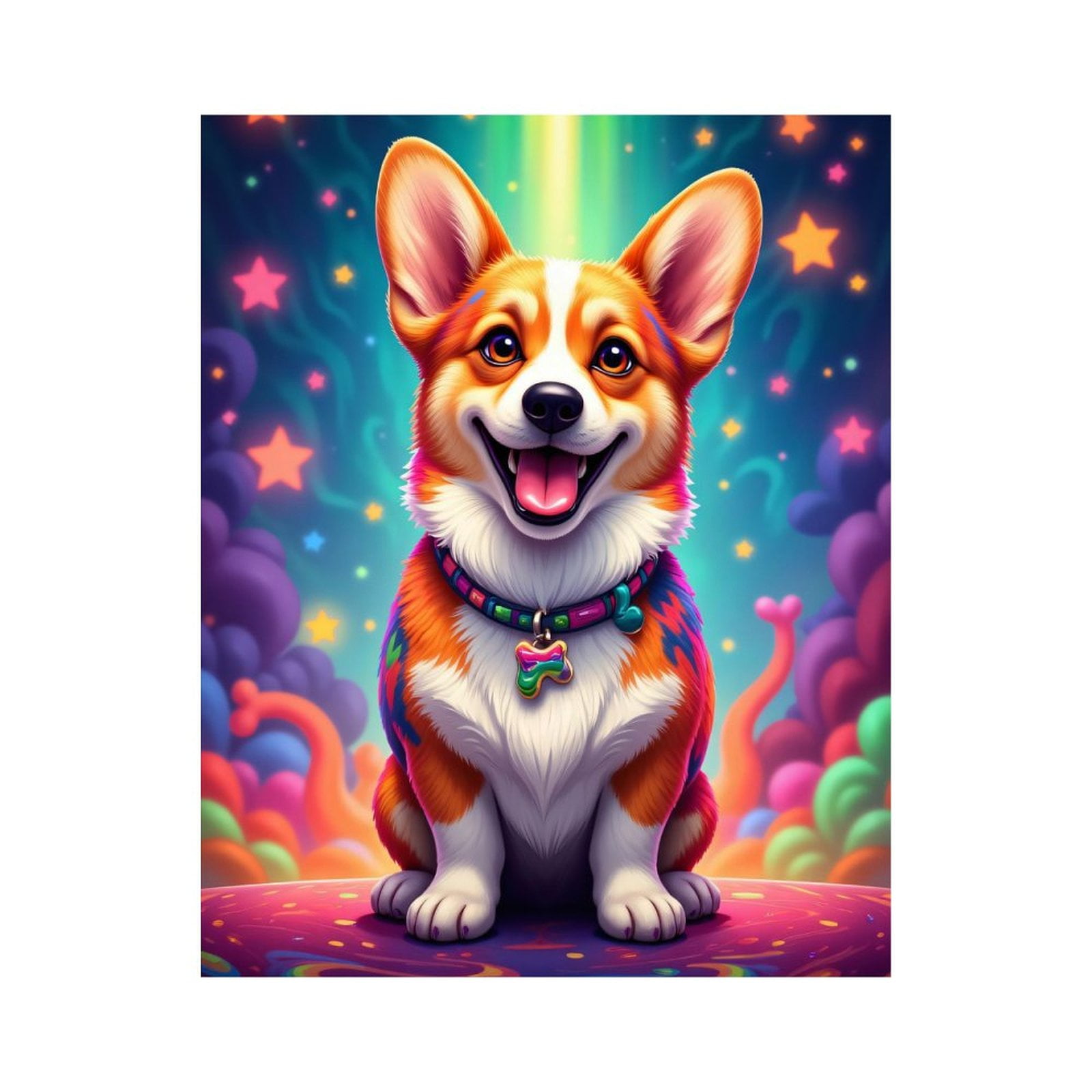 Paint by Numbers Kit for Adults, Happy Corgi Colorful Fantasy Stars ...