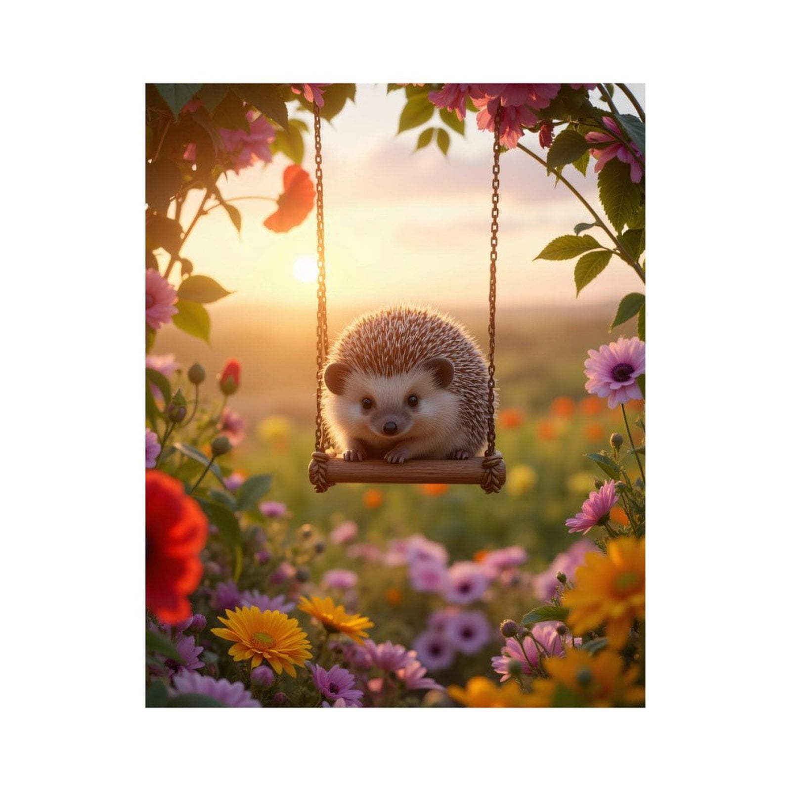 Paint by Numbers Kit for Adults, Hedgehog On Swing At Sunset Paint by ...
