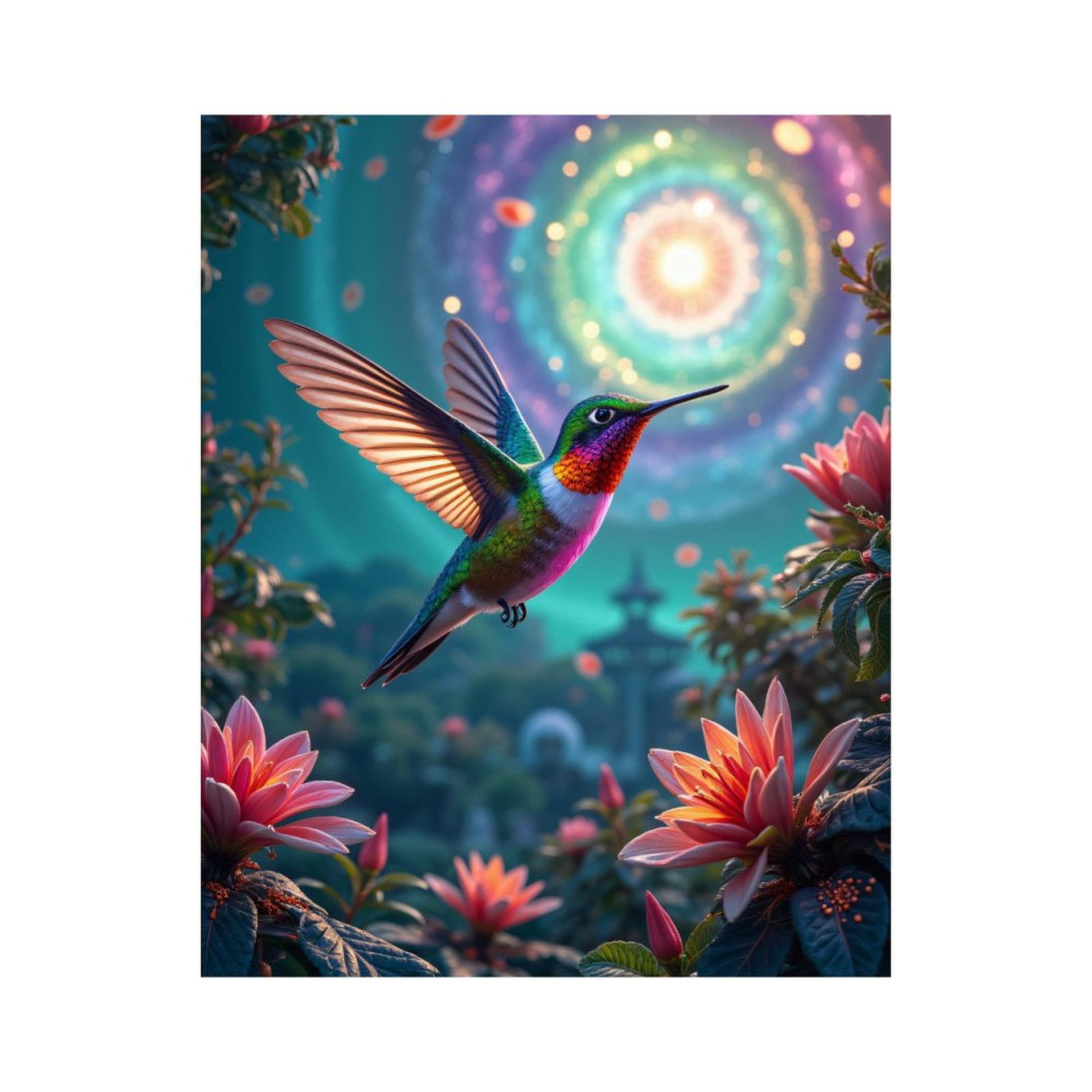 Paint by Numbers Kit for Adults, Hummingbird Enchanted Floral Vortex ...