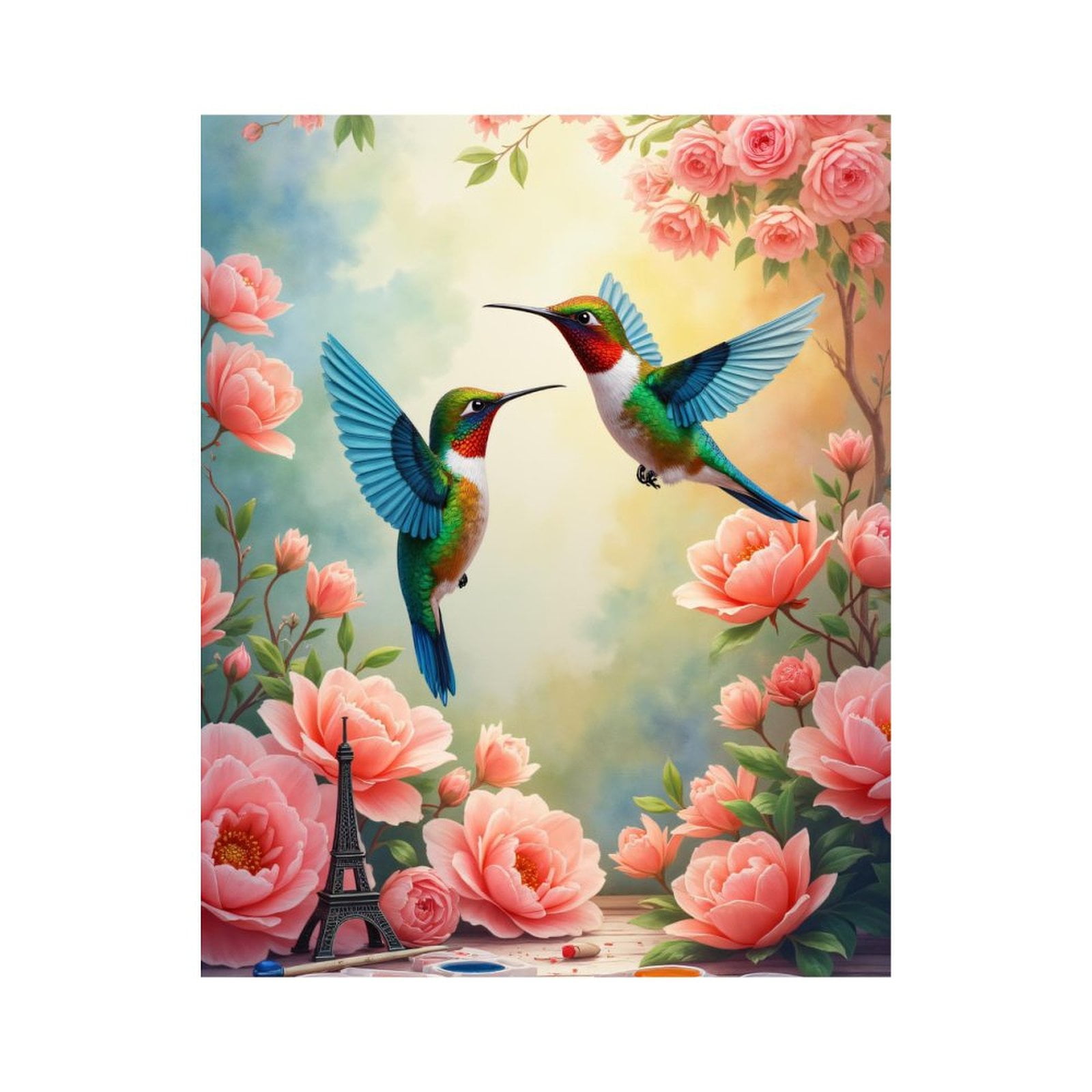 Paint by Numbers Kit for Adults, Hummingbirds Pastel Dream Flora Paris Paint by Numbers, Easy ...