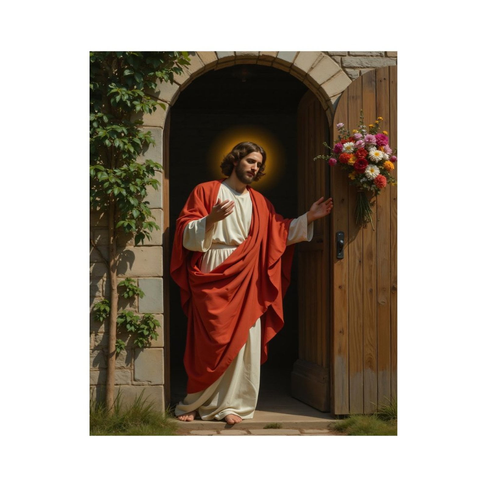 Paint by Numbers Kit for Adults, Illuminated Figure Red Robe Doorway ...