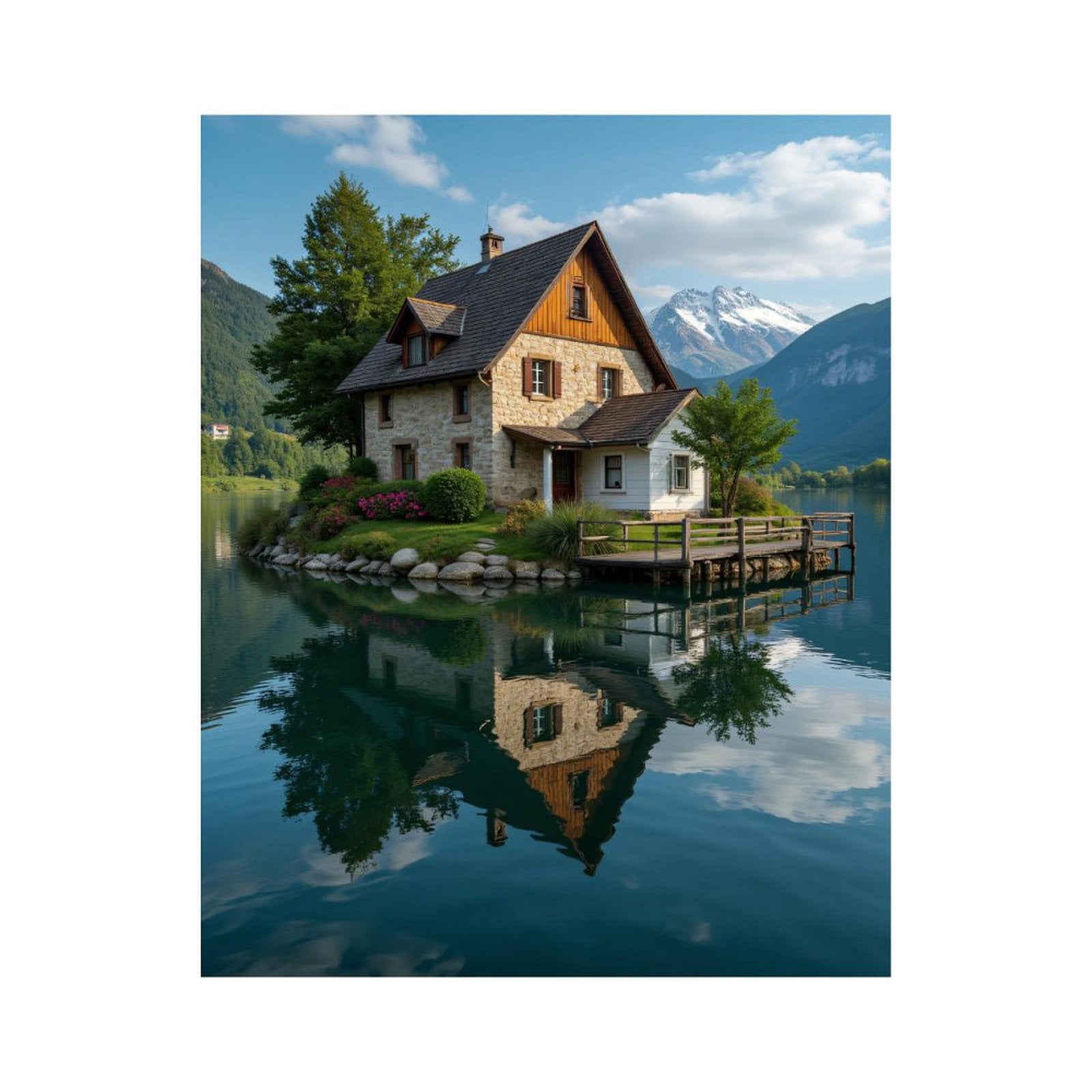 Paint by Numbers Kit for Adults, Island House Mountain Reflection Lake ...