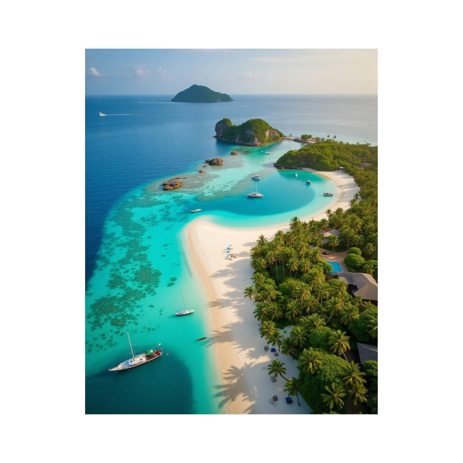 Paint by Numbers Kit for Adults, Island Paradise Azure Waters Paint by ...