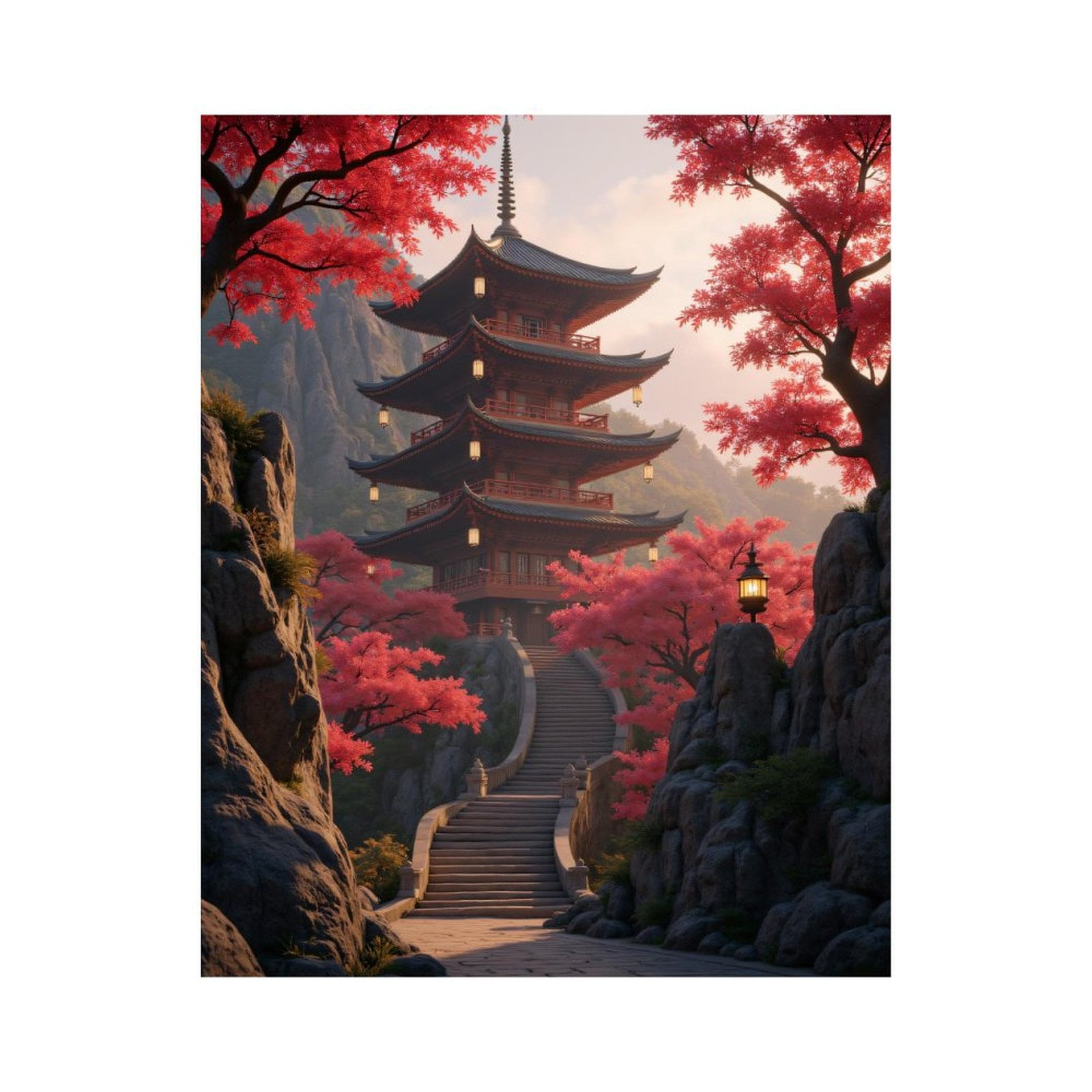 Paint by Numbers Kit for Adults, Japanese Temple Cherry Blossoms Autumn Paint by Numbers, Easy ...