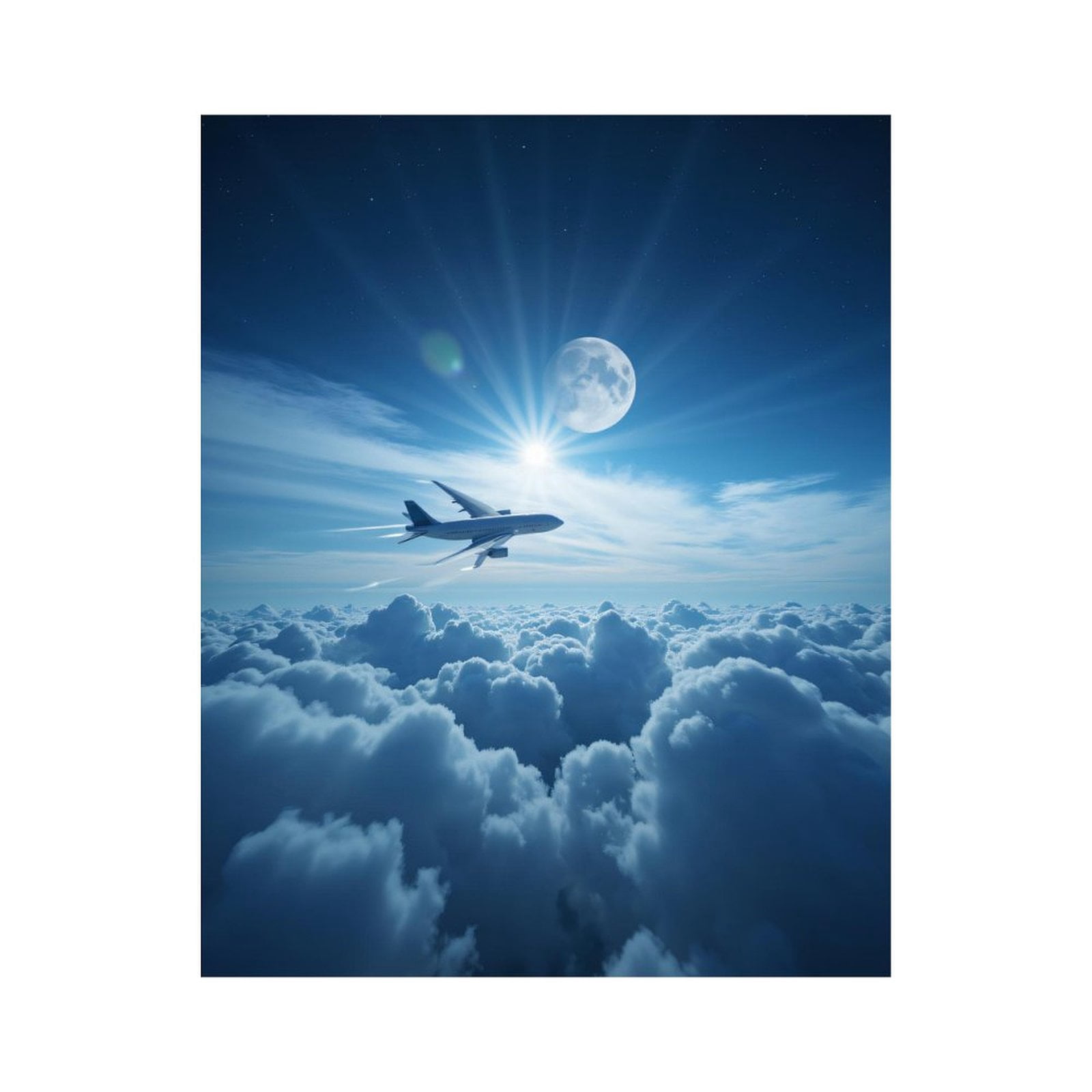 Paint by Numbers Kit for Adults, Jet Above Clouds Moonlit Sky Paint by ...