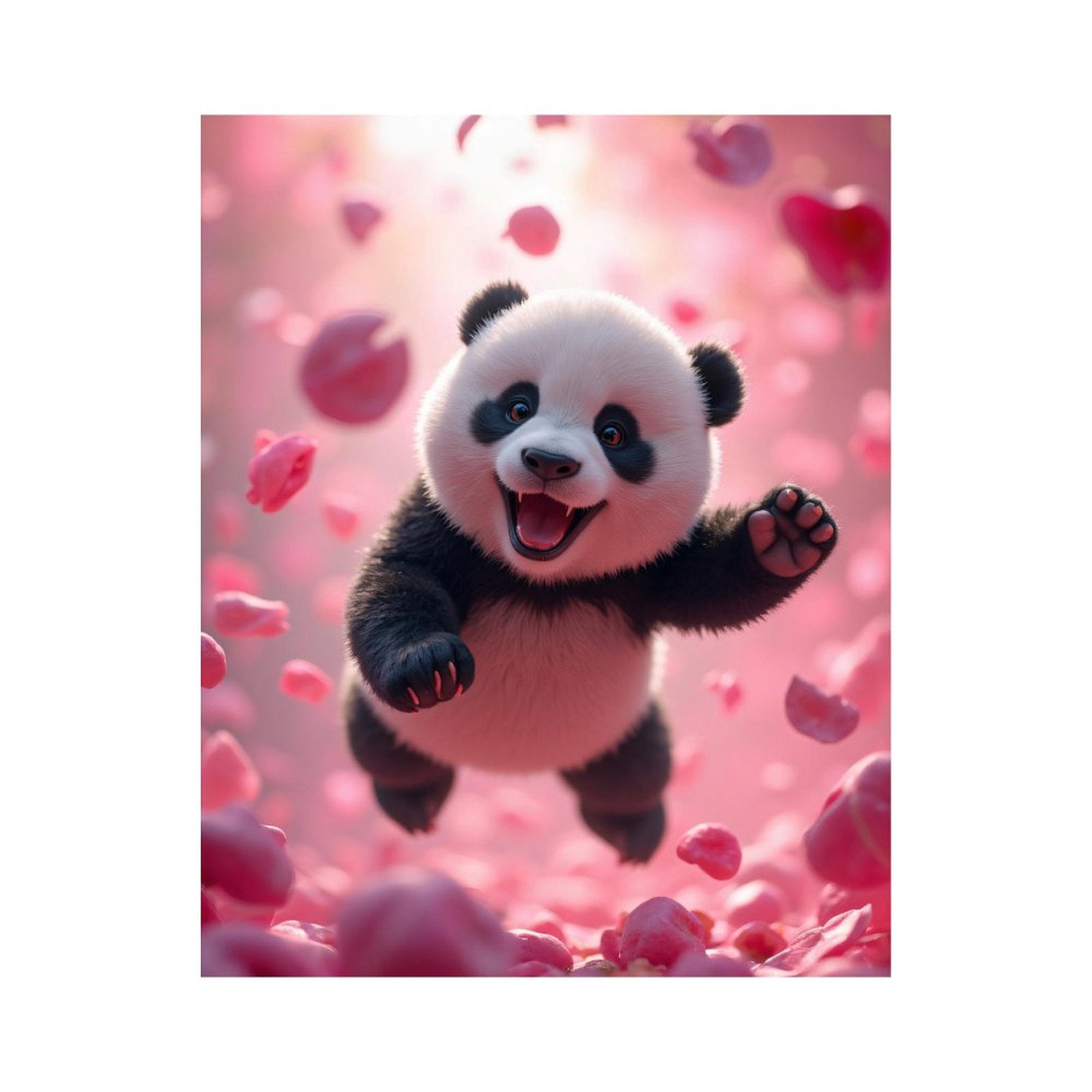 Paint by Numbers Kit for Adults, Joyful Panda Amidst Pink Petals Paint ...