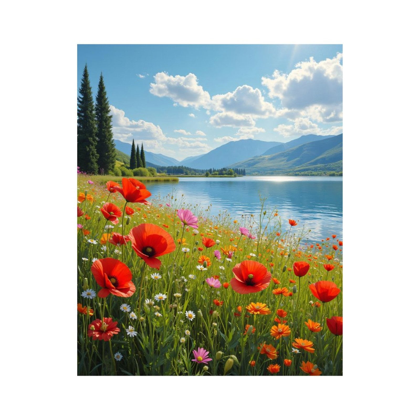 Paint by Numbers Kit for Adults, Lake Wildflowers Mountain Panorama ...