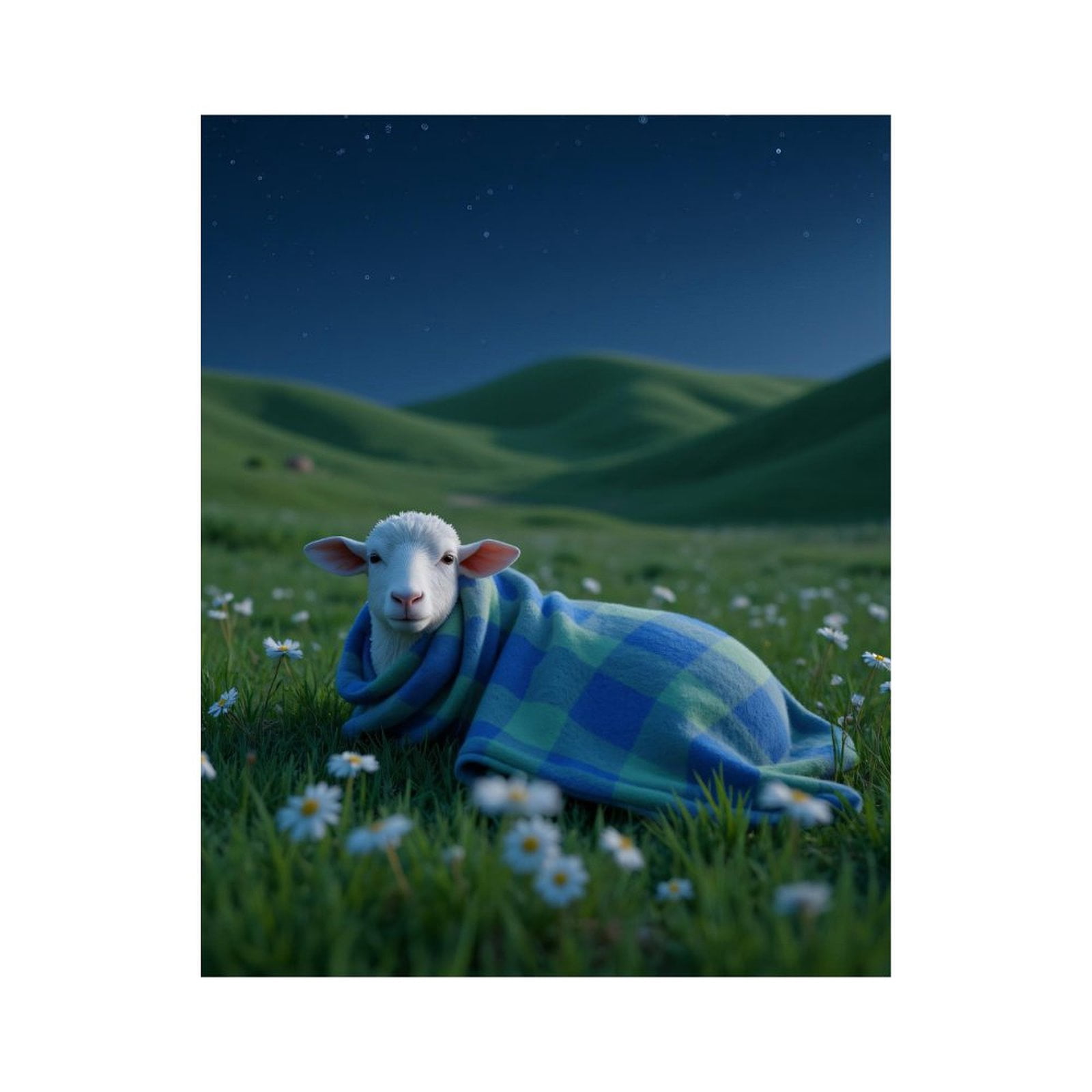 Paint by Numbers Kit for Adults, Lamb In Blanket Under Night Sky Paint ...