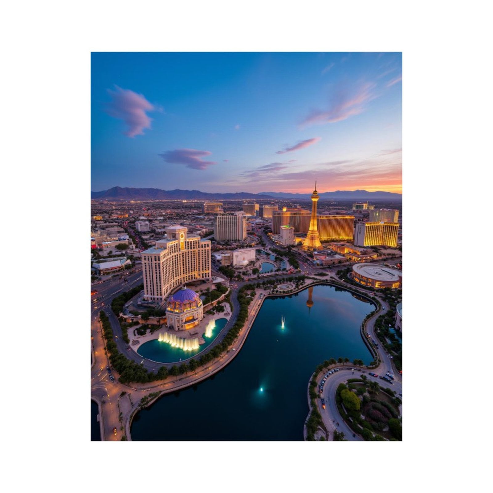 Paint by Numbers Kit for Adults, Las Vegas Skyline Evening Reflections ...