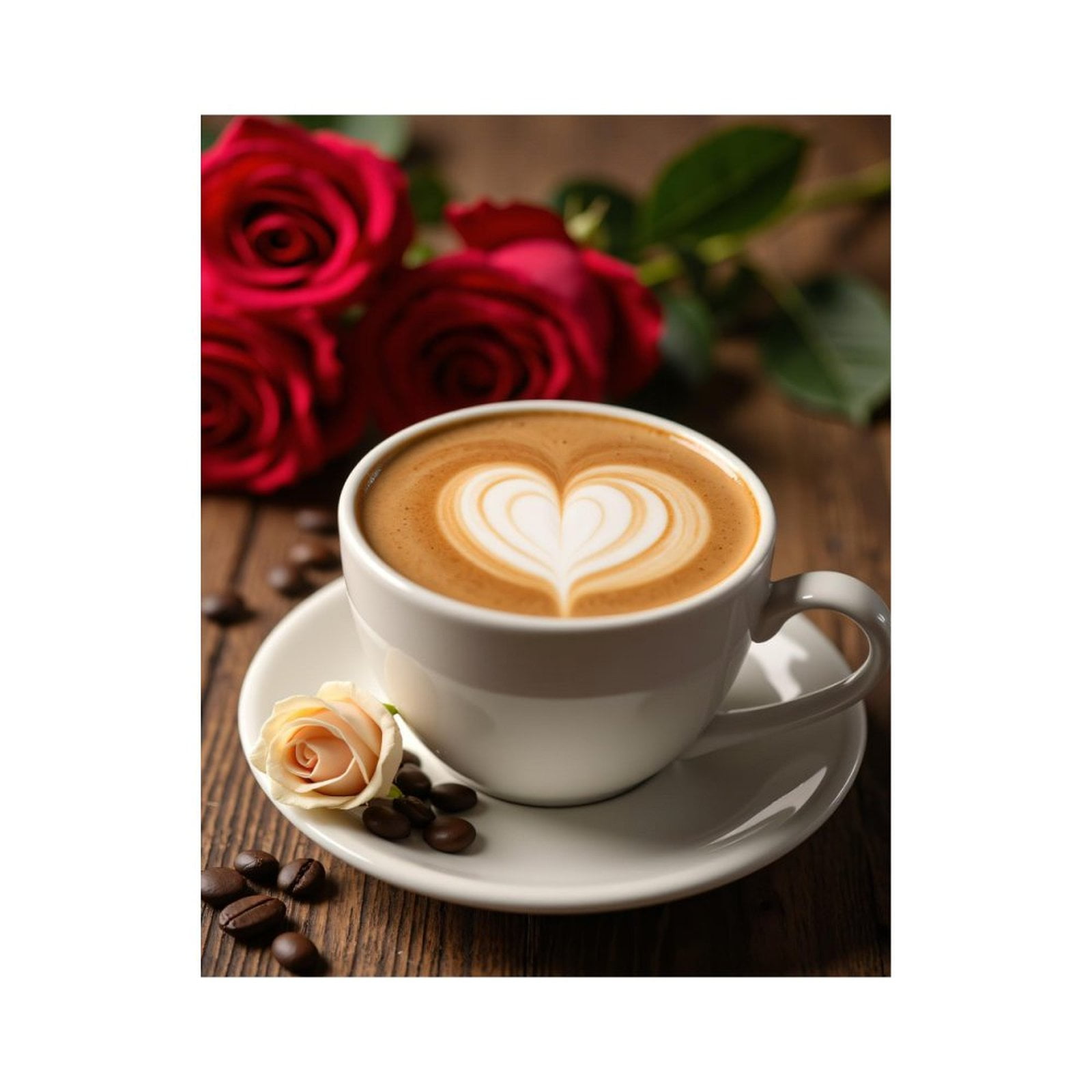 Paint by Numbers Kit for Adults, Latte Heart Roses Coffee Beans Paint ...