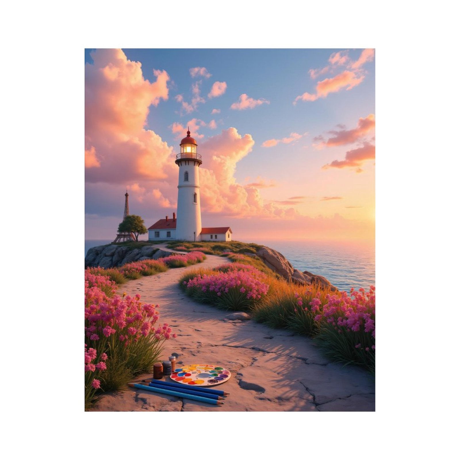 Paint by Numbers Kit for Adults, Lighthouse Sunset Painting Pathway ...