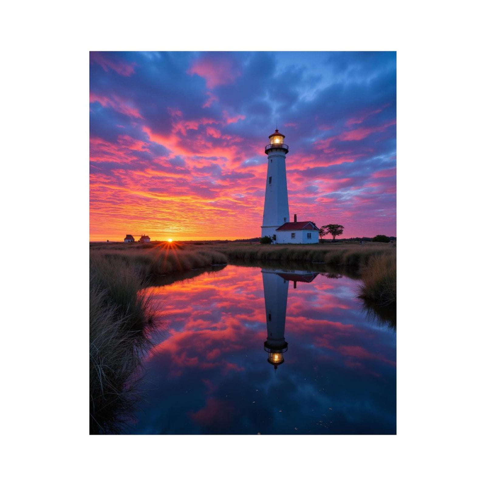 Paint by Numbers Kit for Adults, Lighthouse Sunset Reflection Sky Paint ...