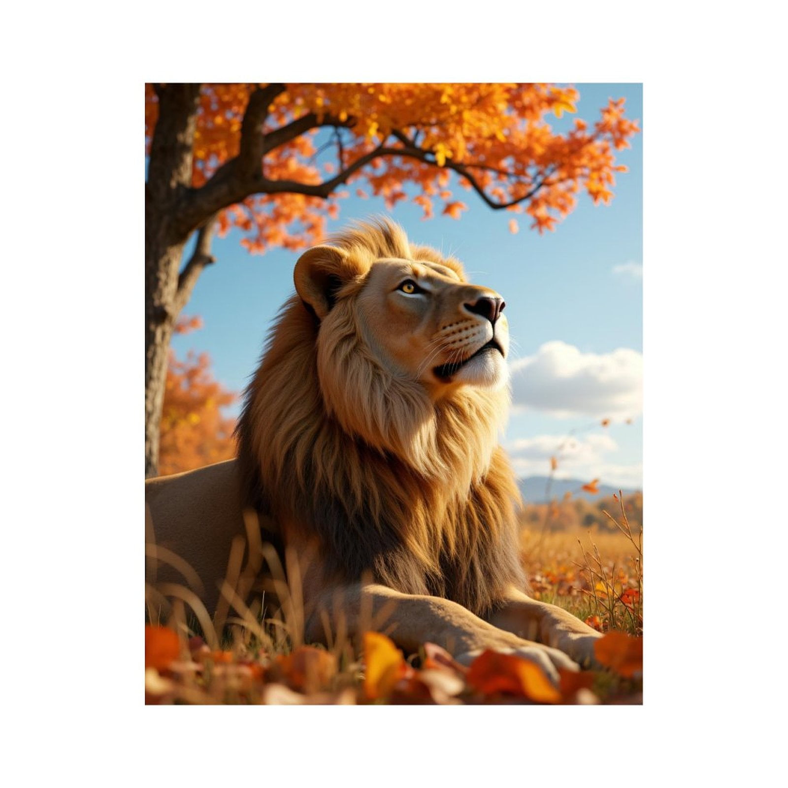 Paint by Numbers Kit for Adults, Lion Autumn Foliage Serenity Sky Paint ...