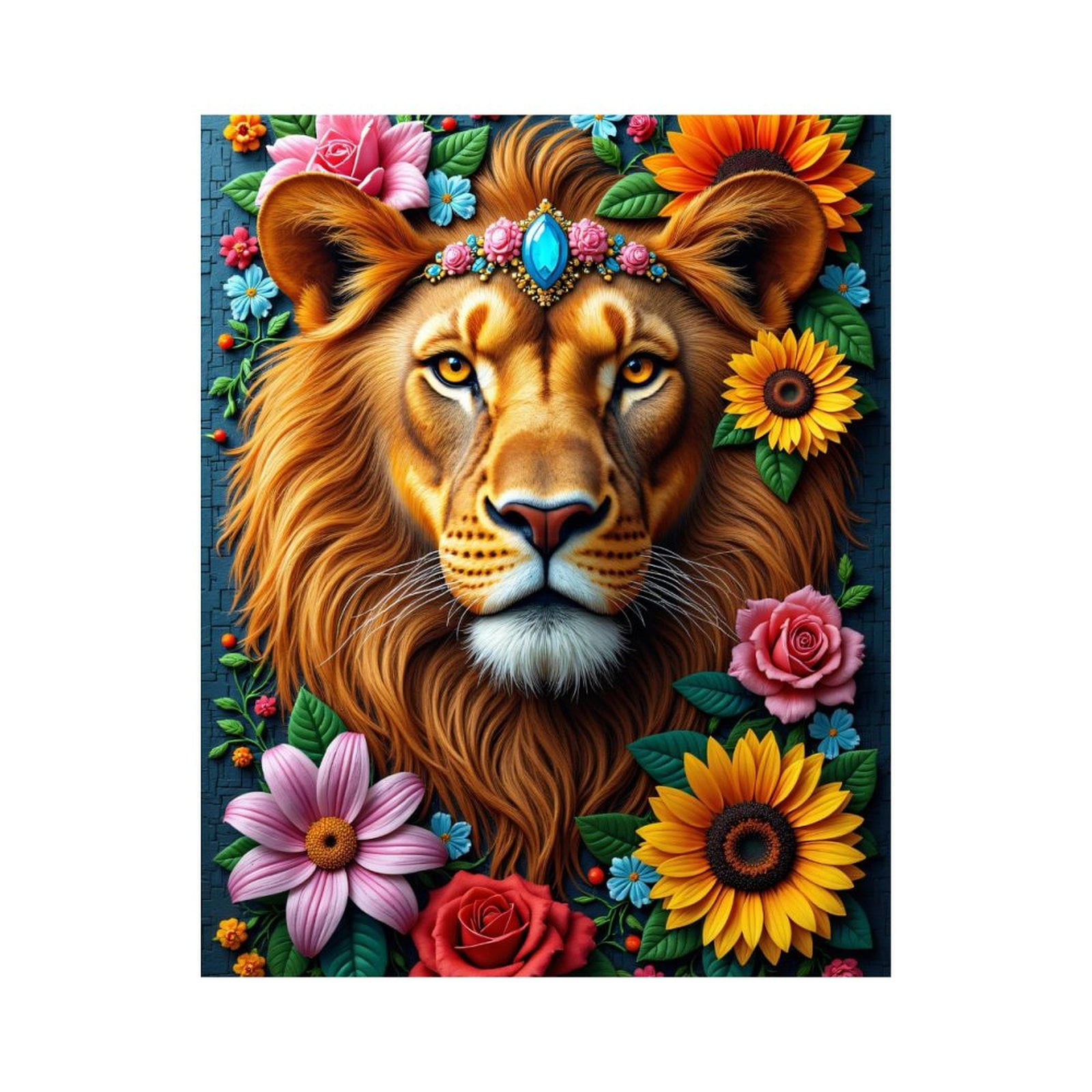 Paint by Numbers Kit for Adults, Lion Floral Crown Art Serenade Paint ...