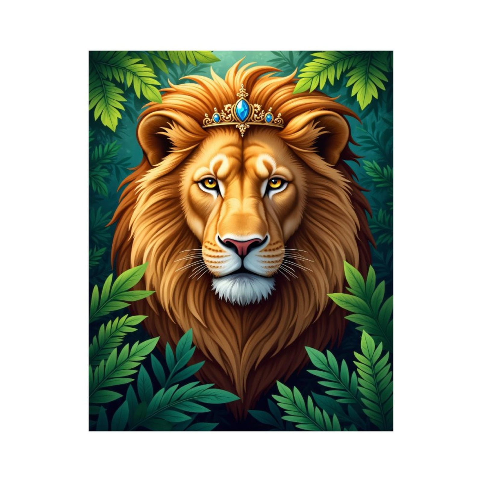 Paint by Numbers Kit for Adults, Lion Majesty Jungle Crown Jewel Paint ...